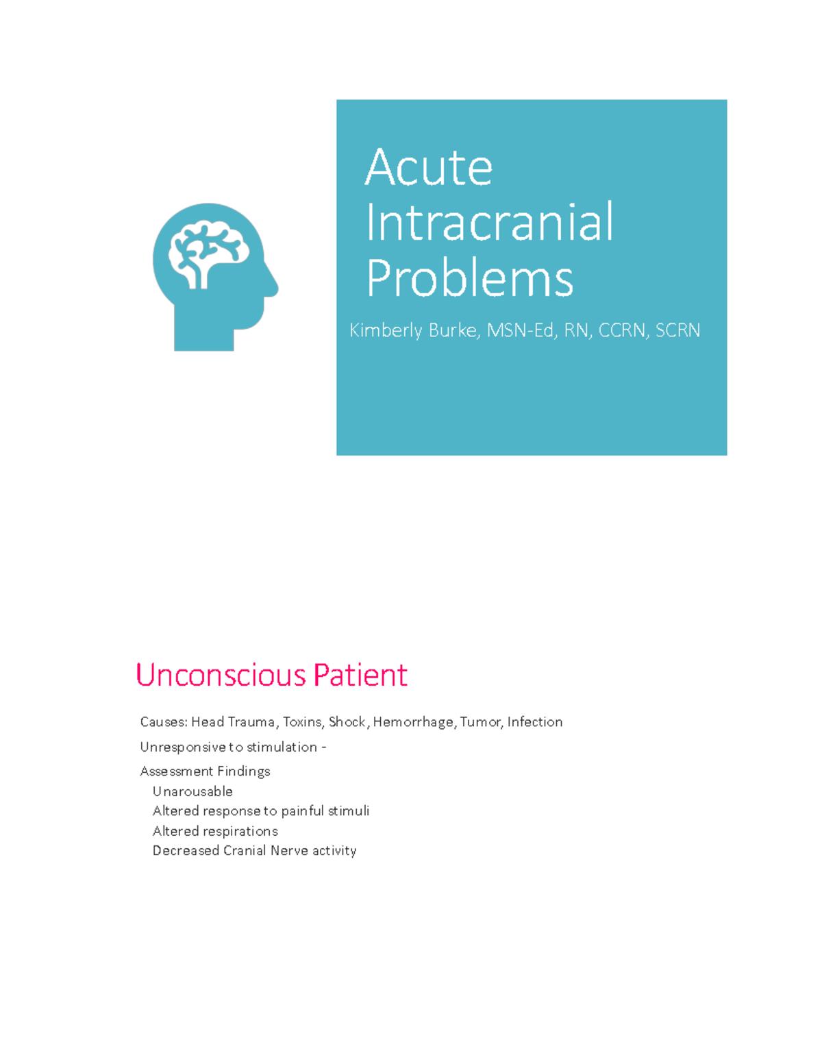 AHII Acutecranialprobs FALL21 Lecture - Read-Only - Acute Intracranial ...
