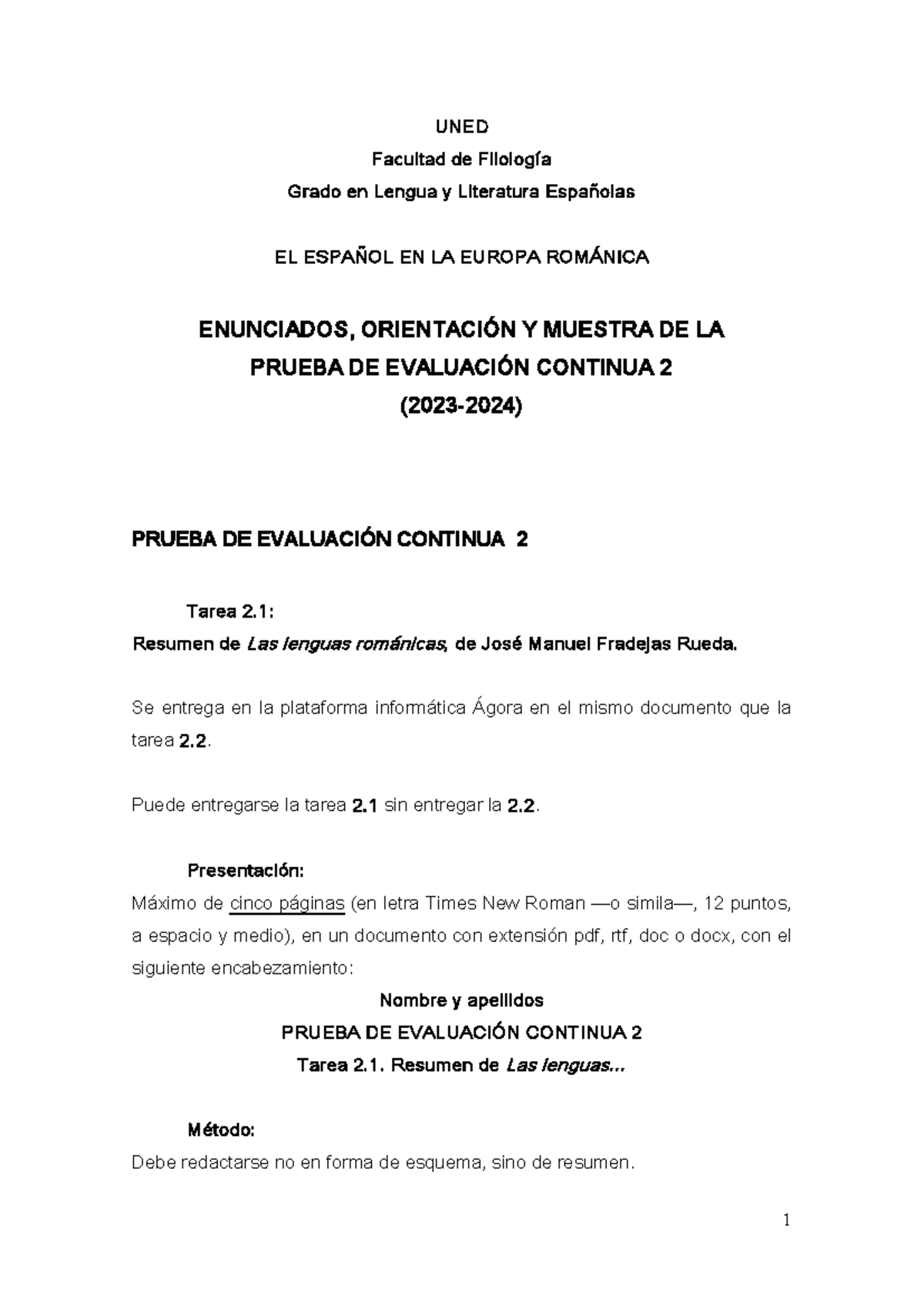 Enunciados, orientaciones y muestra PEC 2 (2023-2024) - !"#$% &'()+',%,-%&./*/01'% - Studocu