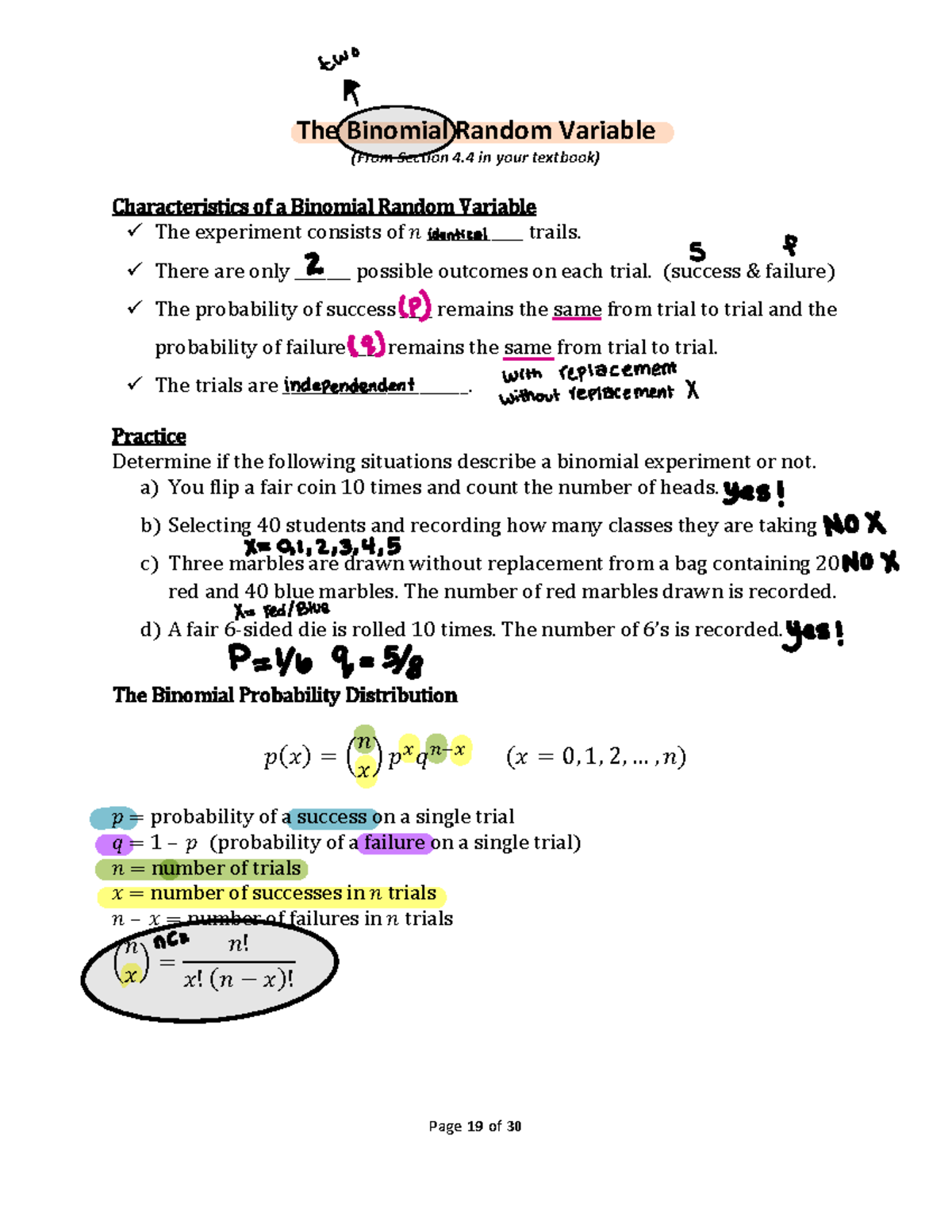 Elementary To Statistics (21) - Page 19 of 30 The Binomial Random ...