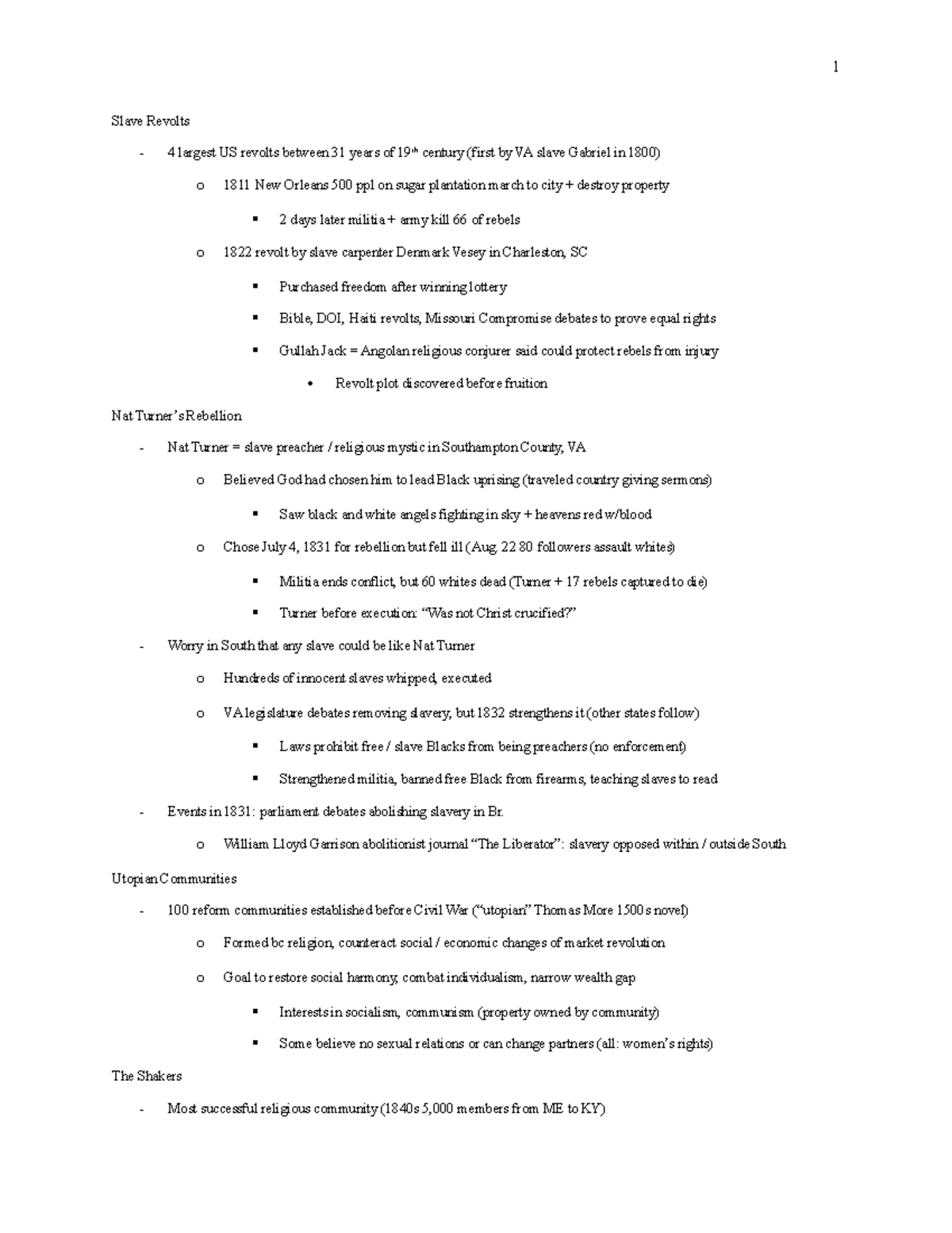 Give Me Liberty Reading #3- (History) - Slave Revolts 4 largest US ...