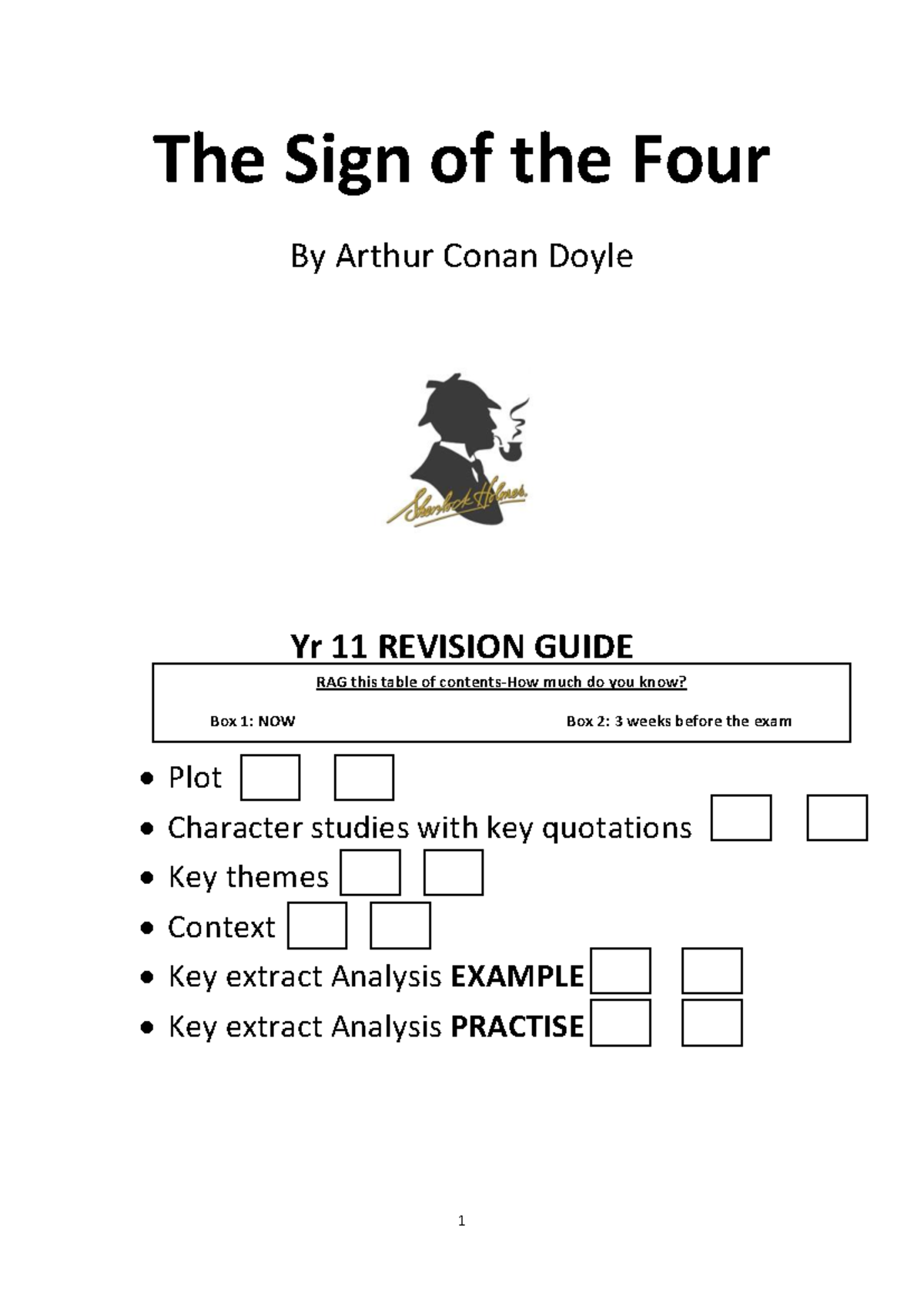 The sign of the four revision guide - The Sign of the Four By Arthur ...