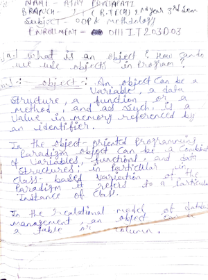 OOPM LAST MOMENTS NOTES - OOPS Methodology - Studocu