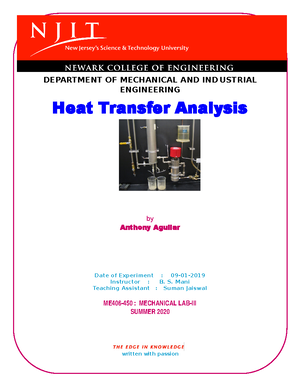 Convection Lab Report - Final - HEAT TRANSFER BY FREE AND FORCED ...