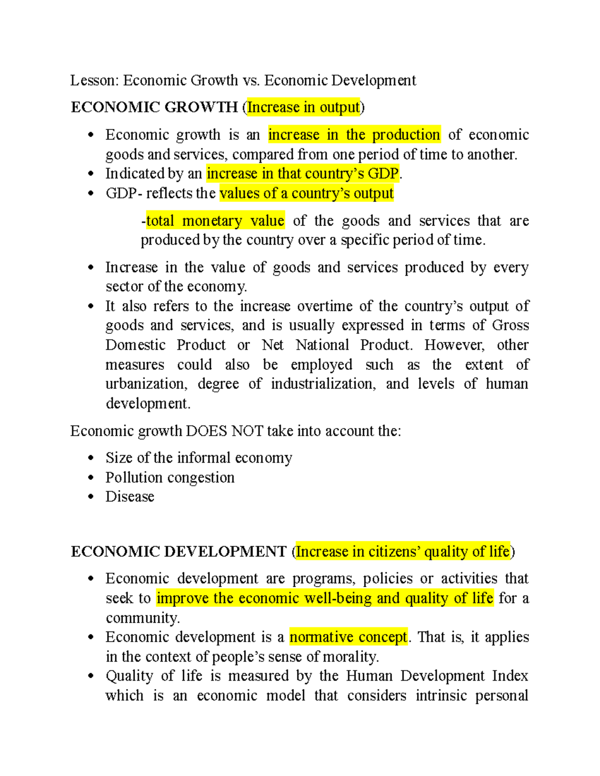 Economic Growth vs. Development - Lesson: Economic Growth vs. Economic ...