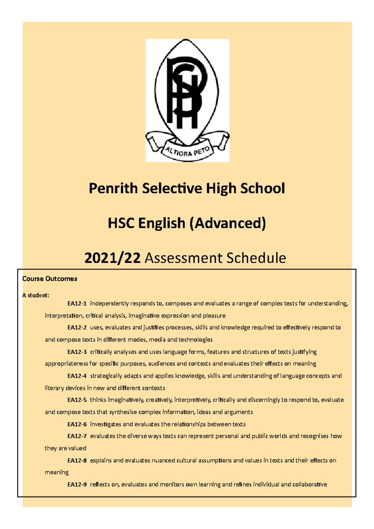 2022 ENG ADV assessment schedule - Penrith Selective High School HSC ...