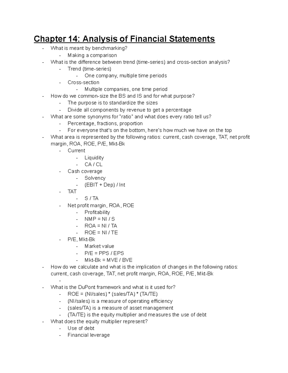 Chapter 14 Analysis of Financial Statements - Chapter 14: Analysis of ...