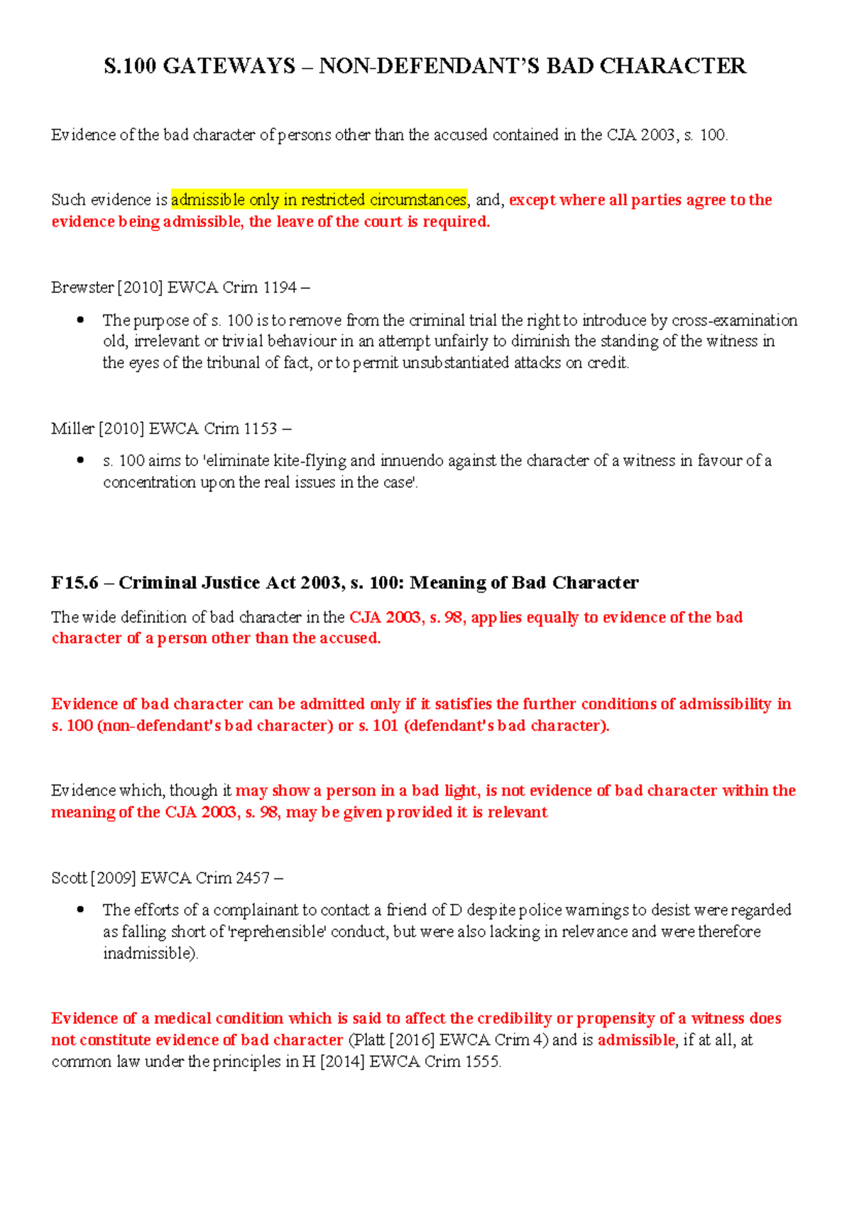 S.100 Gateways – NON- Defendant’S BAD Character - S GATEWAYS – NON ...