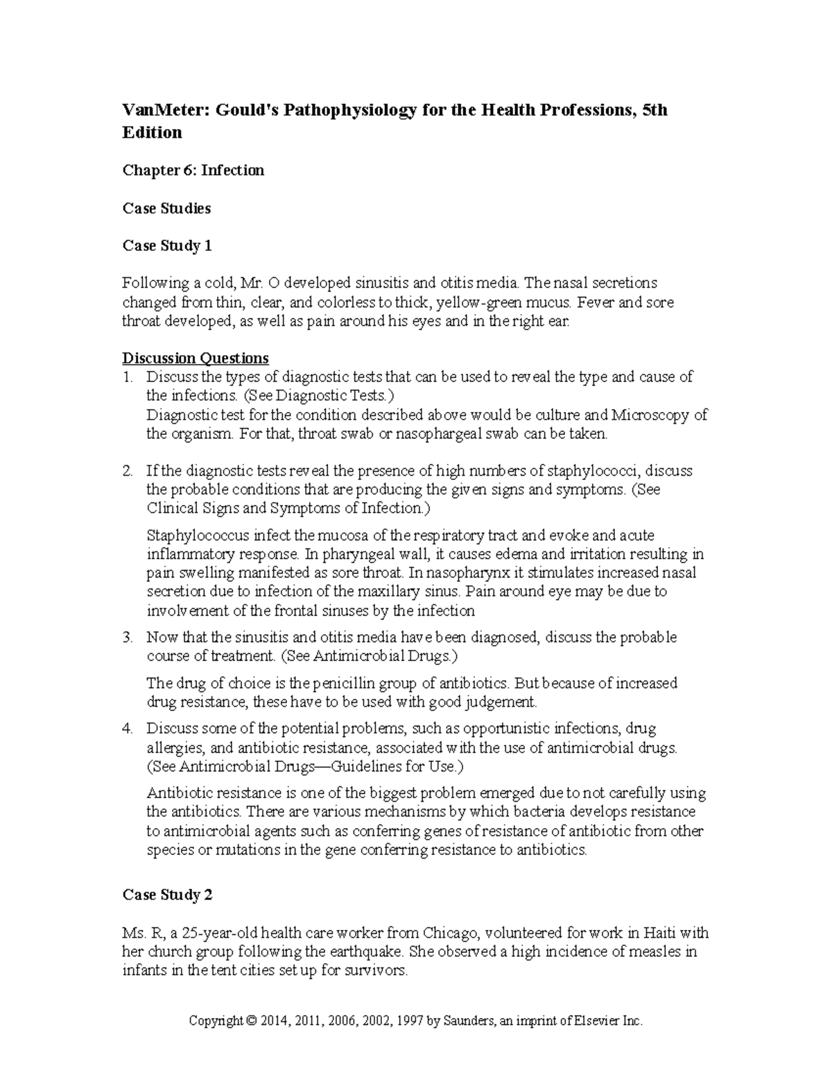 Chapter 6 case study - VanMeter: Gould's Pathophysiology for the Health Professions, 5th Edition ...