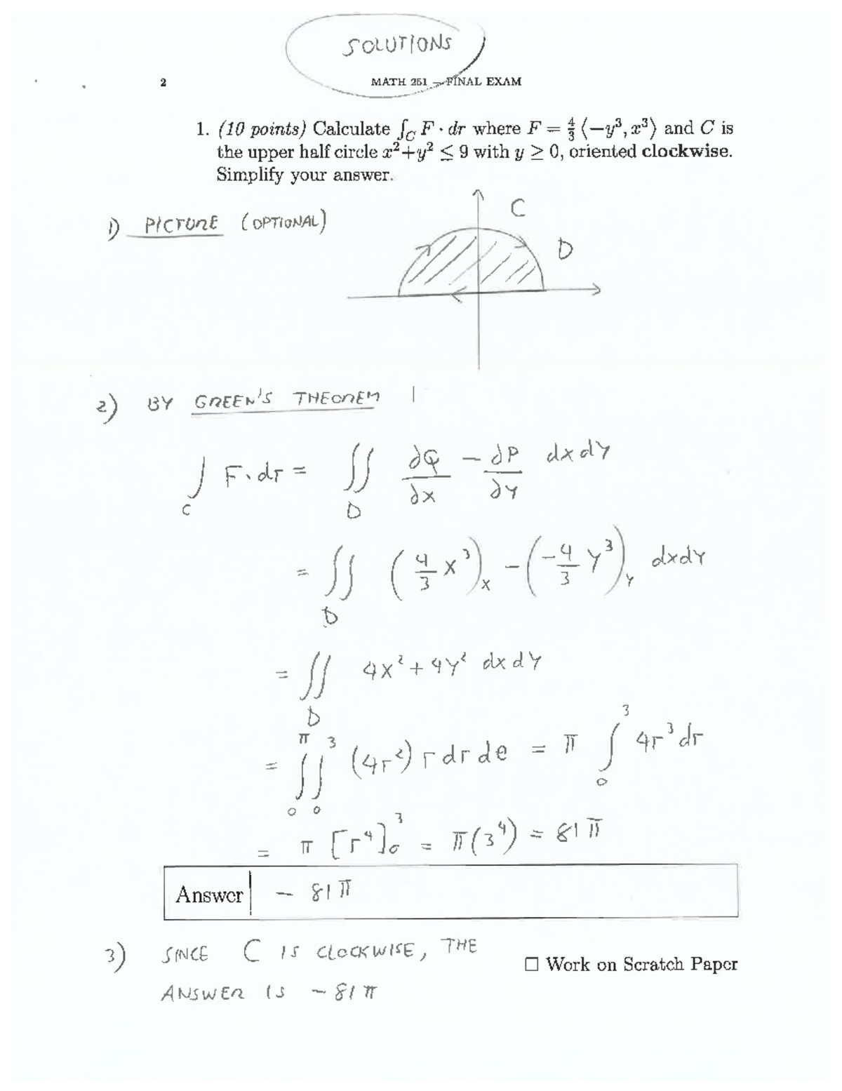 Final Exam Section 501 Solutions - MATH 251 - Studocu
