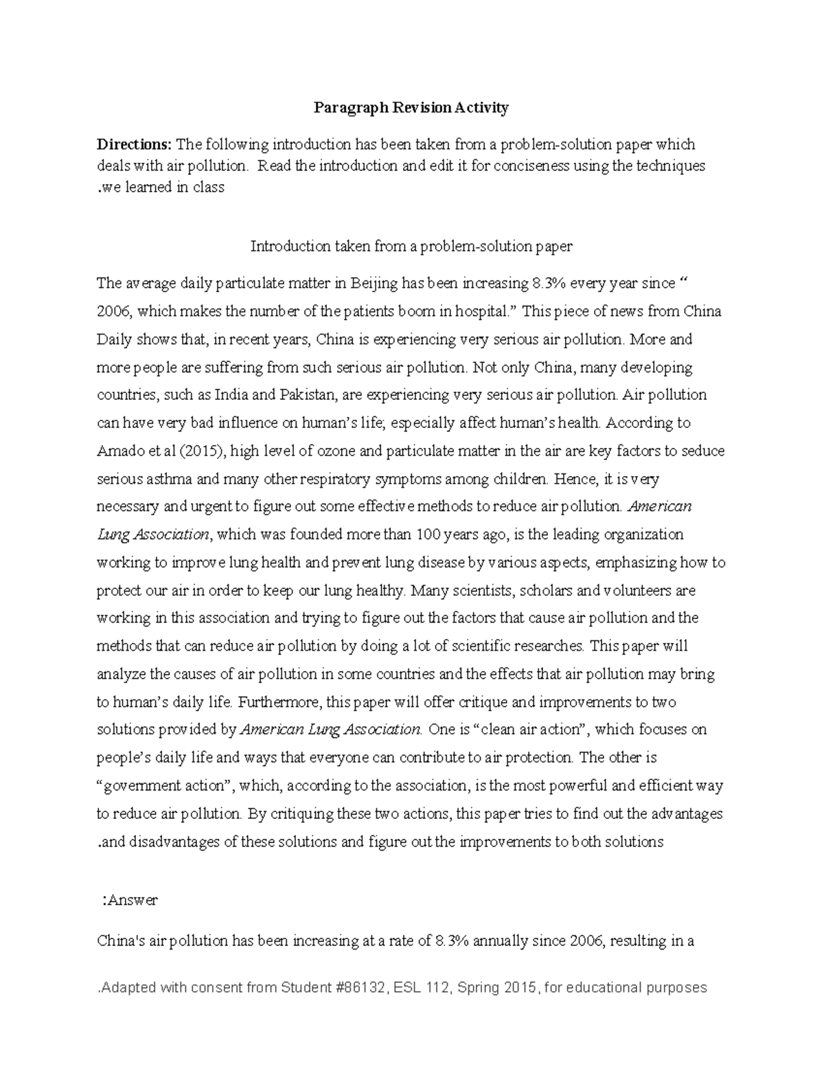 Paragraph Revision Activity Nishisp 2 - Paragraph Revision Activity ...