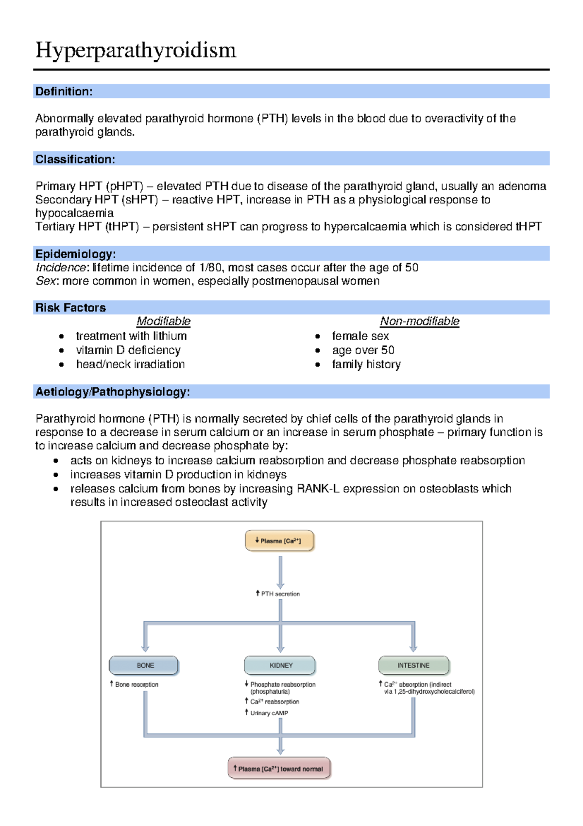 Hyperparathyroidism - Key pathology summary - Hyperparathyroidism Definition: Abnormally ...