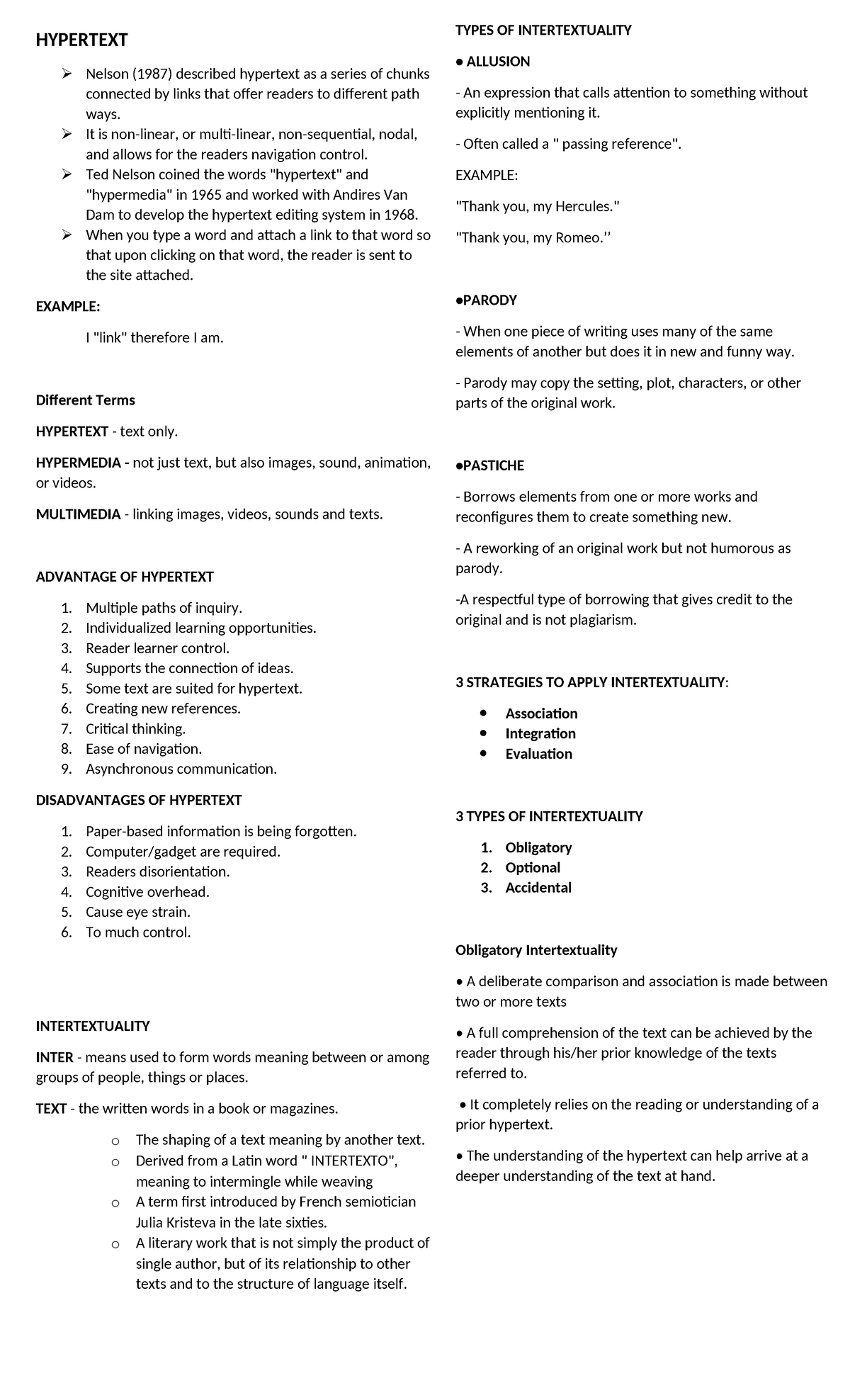 Hypertext - HYPERTEXT Nelson (1987) described hypertext as a series of ...