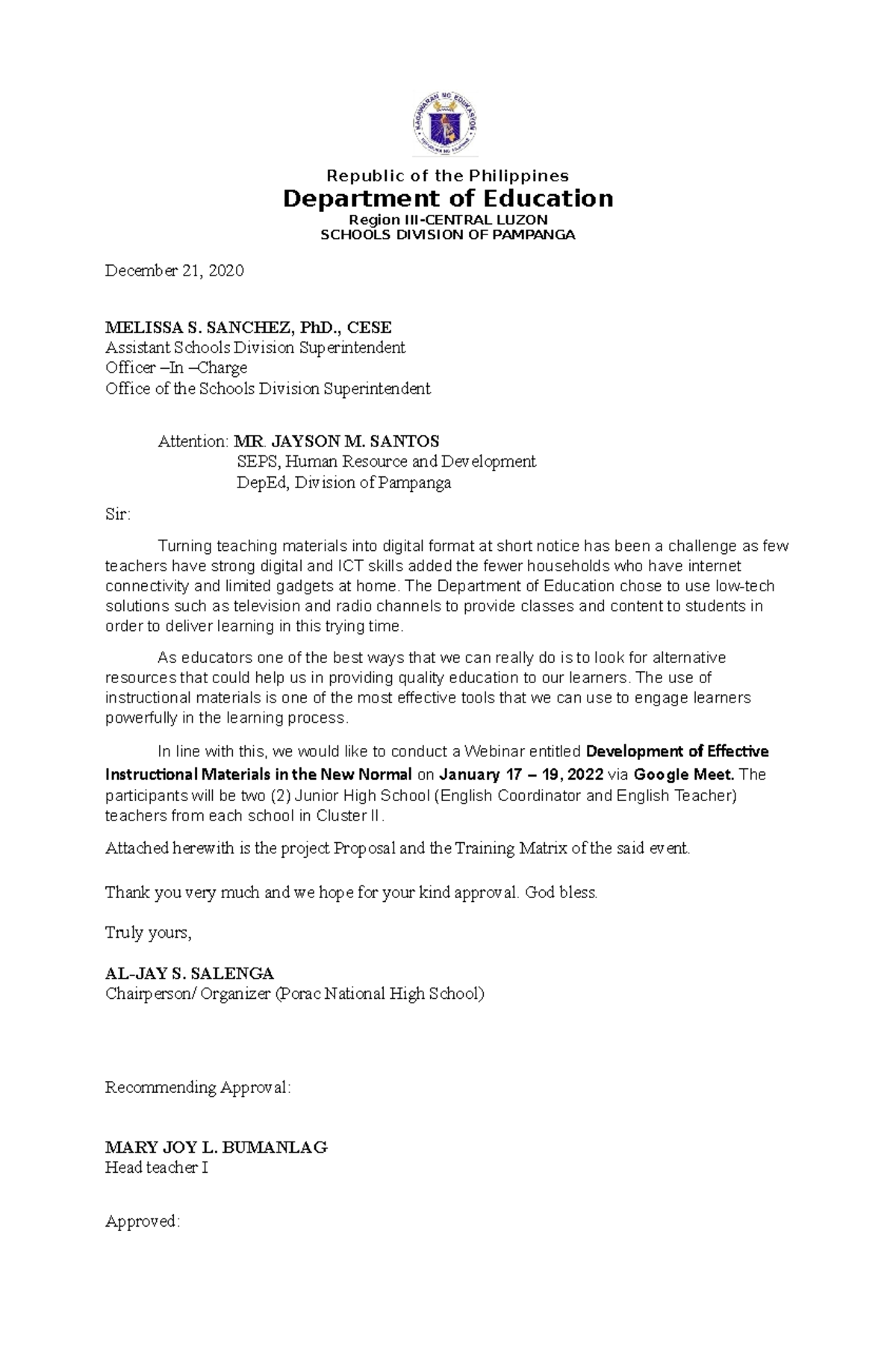 SSG leadeship training - Republic of the Philippines Department of ...