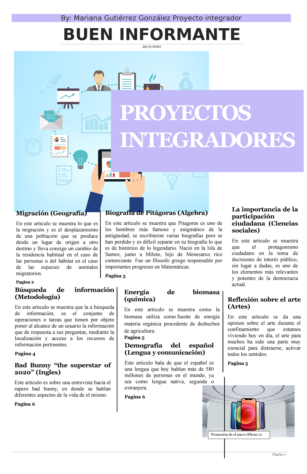 Proyecto integrador de el semestre como periodico - ####### By: Mariana ...