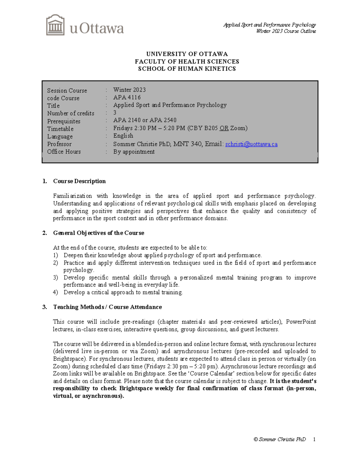 APA 4116 Course Outline 2023 - APA4116 - uOttawa - Studocu