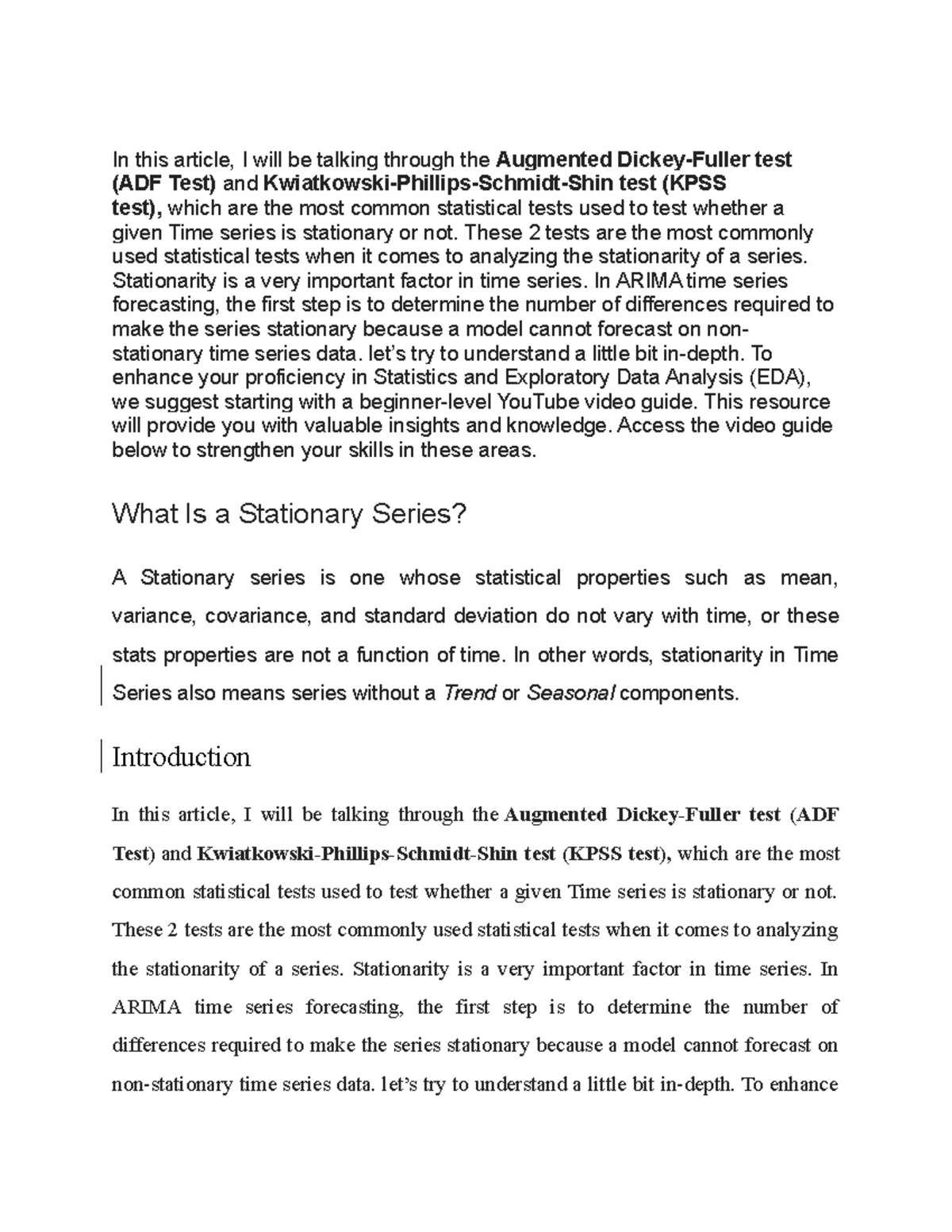 Stationary - Stationarity in Time Serie - In this article, I will be ...