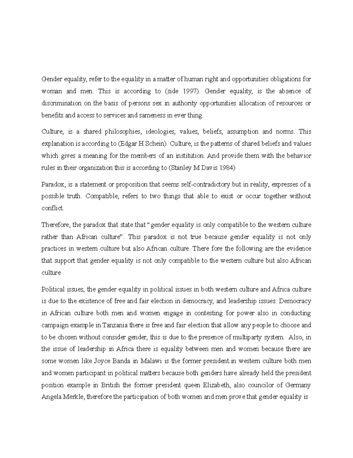 Gender-equality - Lecture documents - Gender equality, refer to the ...