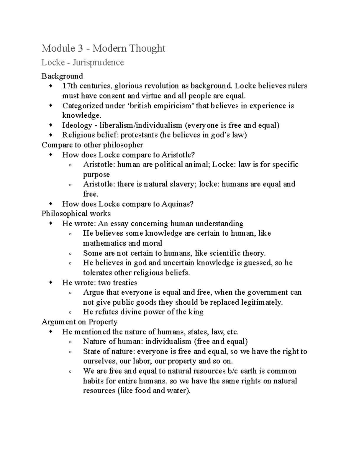 PSCI210 Modern Though - Professor Jeffery - Module 3 - Modern Thought ...