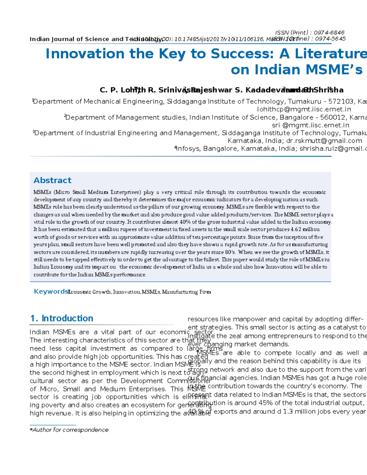 Article 13 - *Author for correspondence Indian Journal of Science and ...