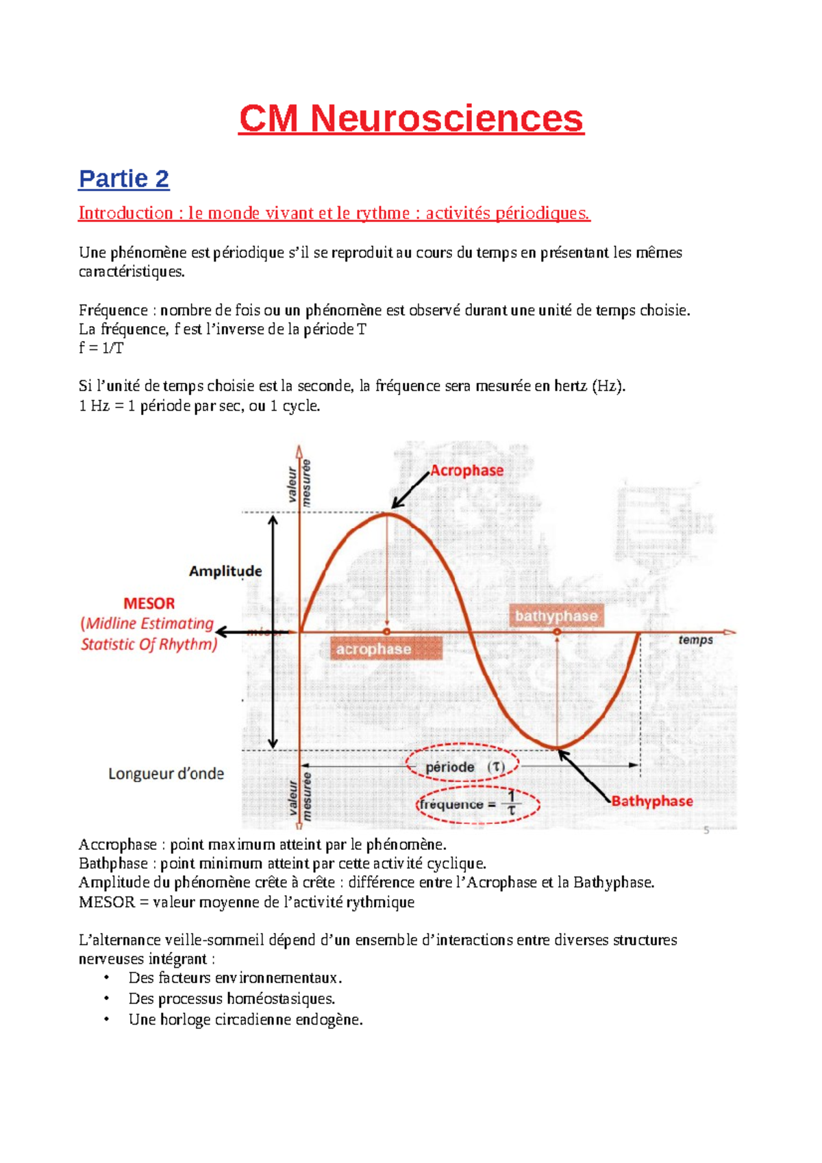 CM Neurosciences Partie 2 - Warning: TT: undefined function: 32 CM Neurosciences Partie 2 - Studocu