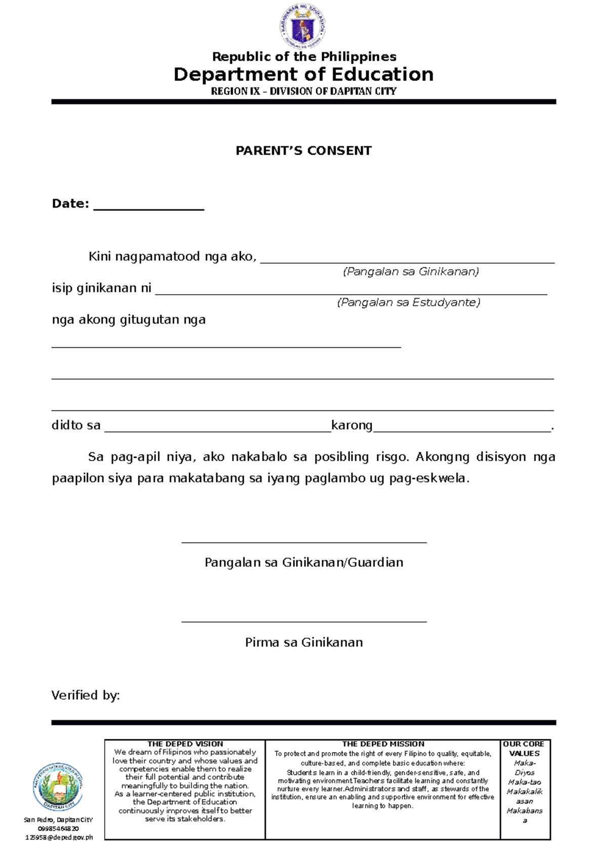 Parents-consent - parents consent - Republic of the Philippines ...