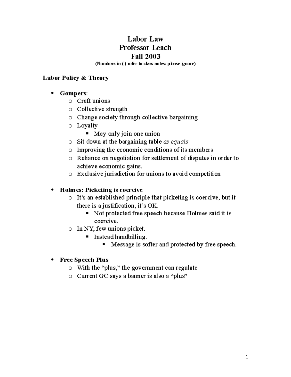 Leach-Labor Law - Summary Labor Law - Labor Law Professor Leach Fall ...