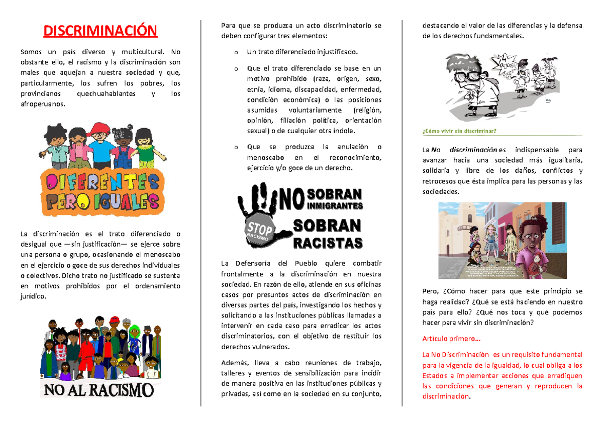 Triptico-de-la-discriminacion - DISCRIMINACIÓN Somos un país diverso y ...