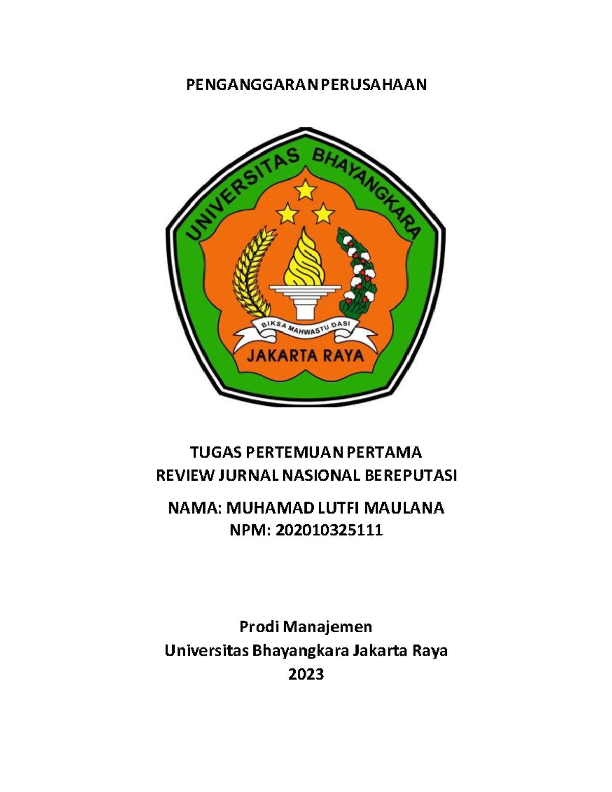 Muhamad lutfi maulana Review jurnal Penganggaran Perusahaan ... Muhamad lutfi maulana Review jurnal Penganggaran Perusahaan ...