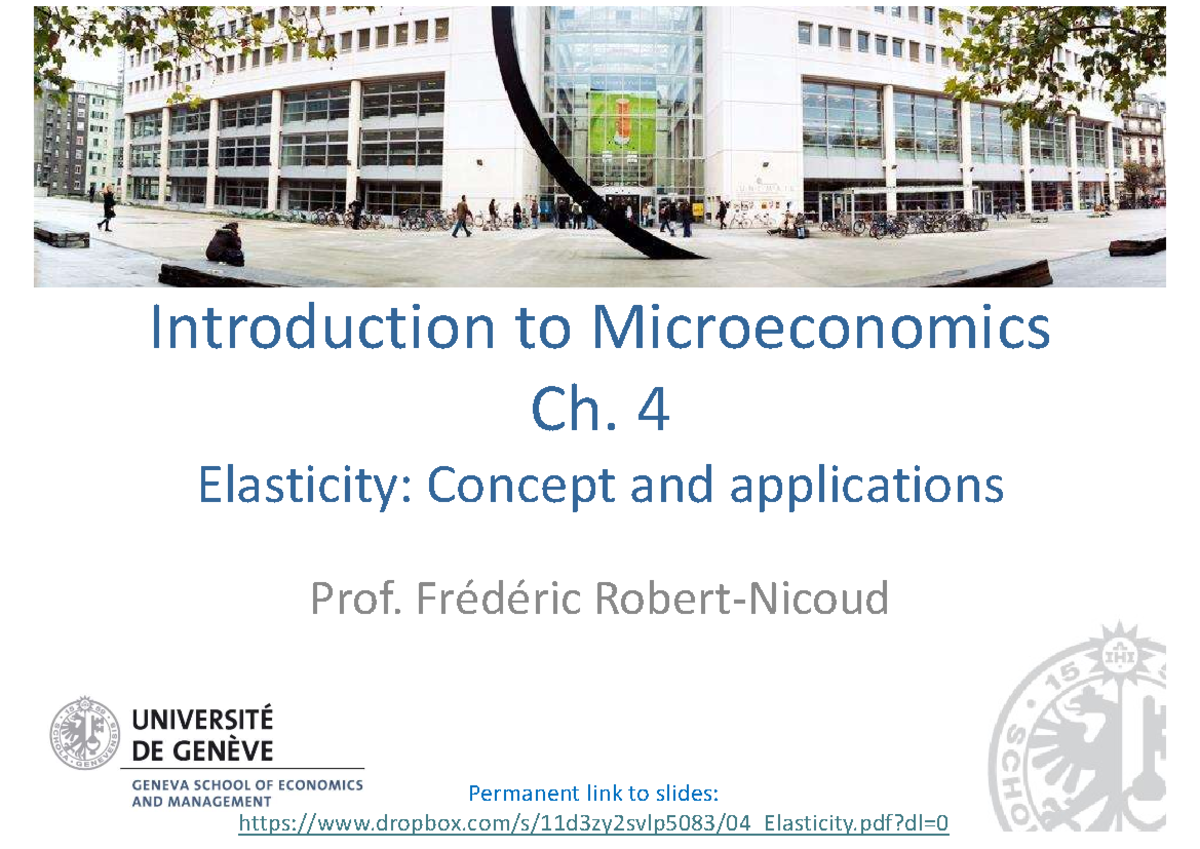 Ch 04 Elasticity - Introduction to Microeconomics Ch. 4 Elasticity: Concept and applications ...