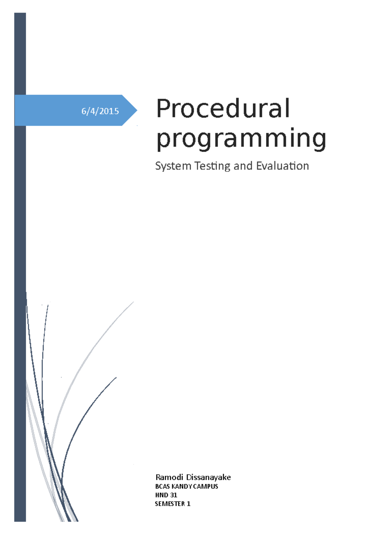 Task 5 - Btech hnd in computing - BCAS College - Studocu