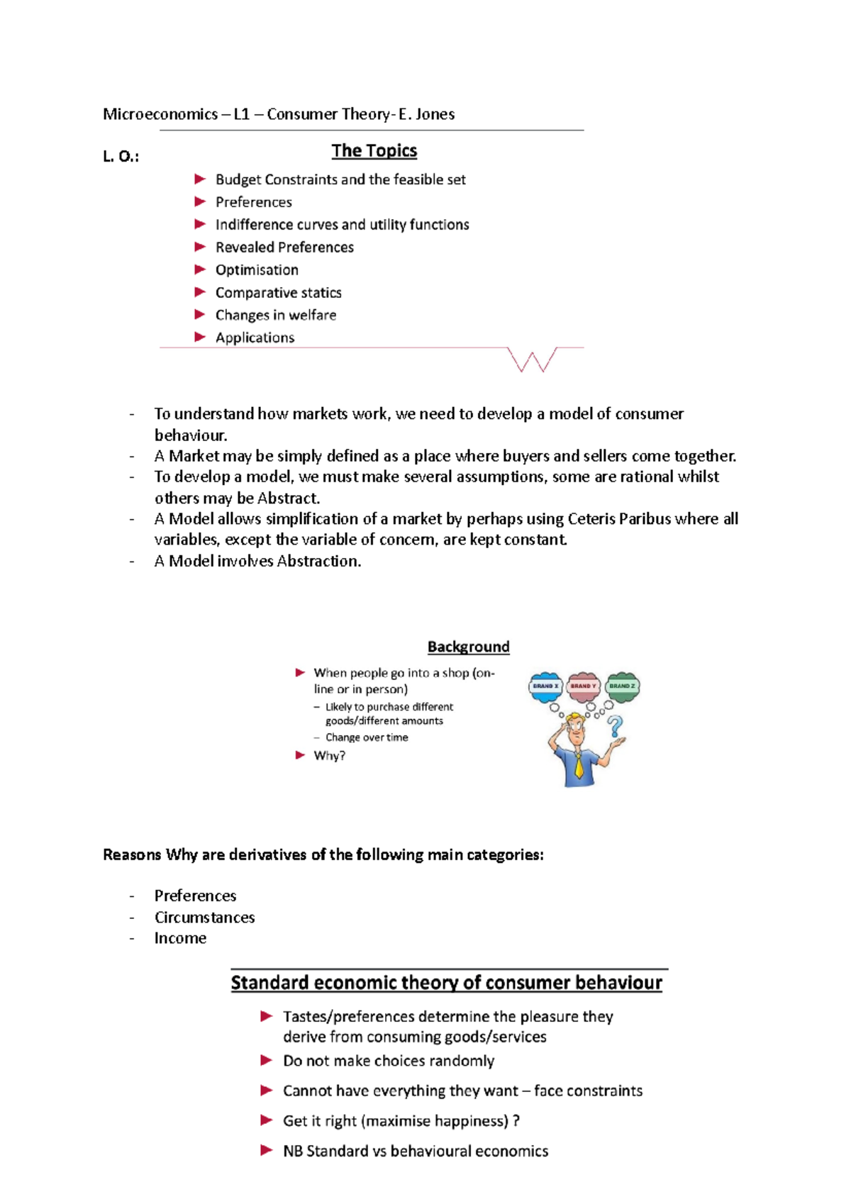 Consumer Theory - N/A - Microeconomics – L1 – Consumer Theory- E. Jones ...