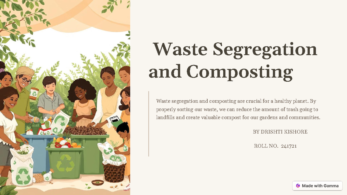 EVS PPT Drishti Kishore - Waste Segregation and Composting Waste ...