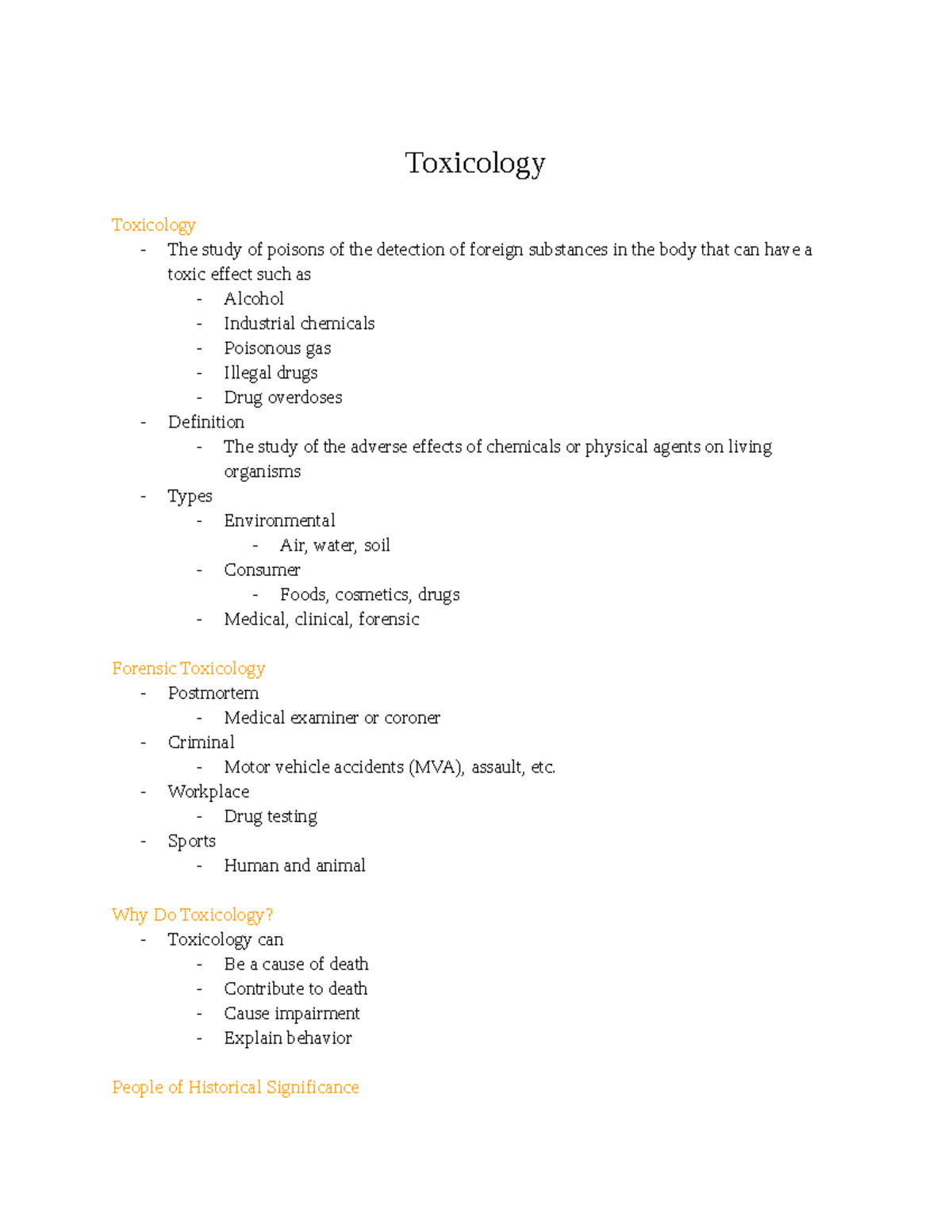Unit 6- Toxicology - Spring 2023 Dr. Mpoy - Toxicology Toxicology - The ...