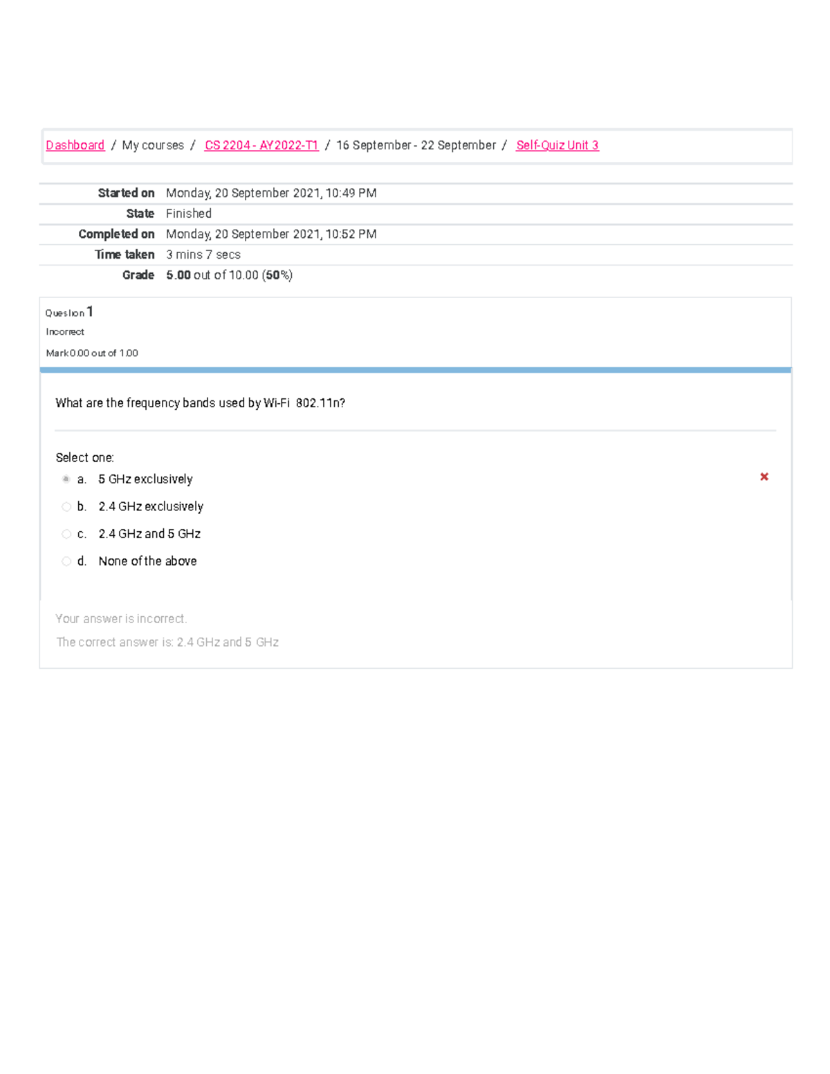 Self-Quiz Unit 3 Attempt review - Started on Monday, 20 September 2021 ... Self-Quiz Unit 3 Attempt review - Started on Monday, 20 September 2021 ...