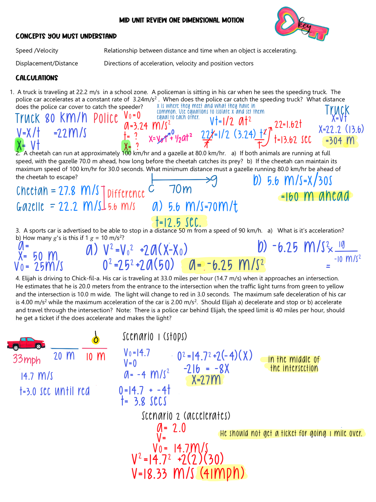 KEY EXAM Review AP - Key for some practice, it is about one dimensional ...