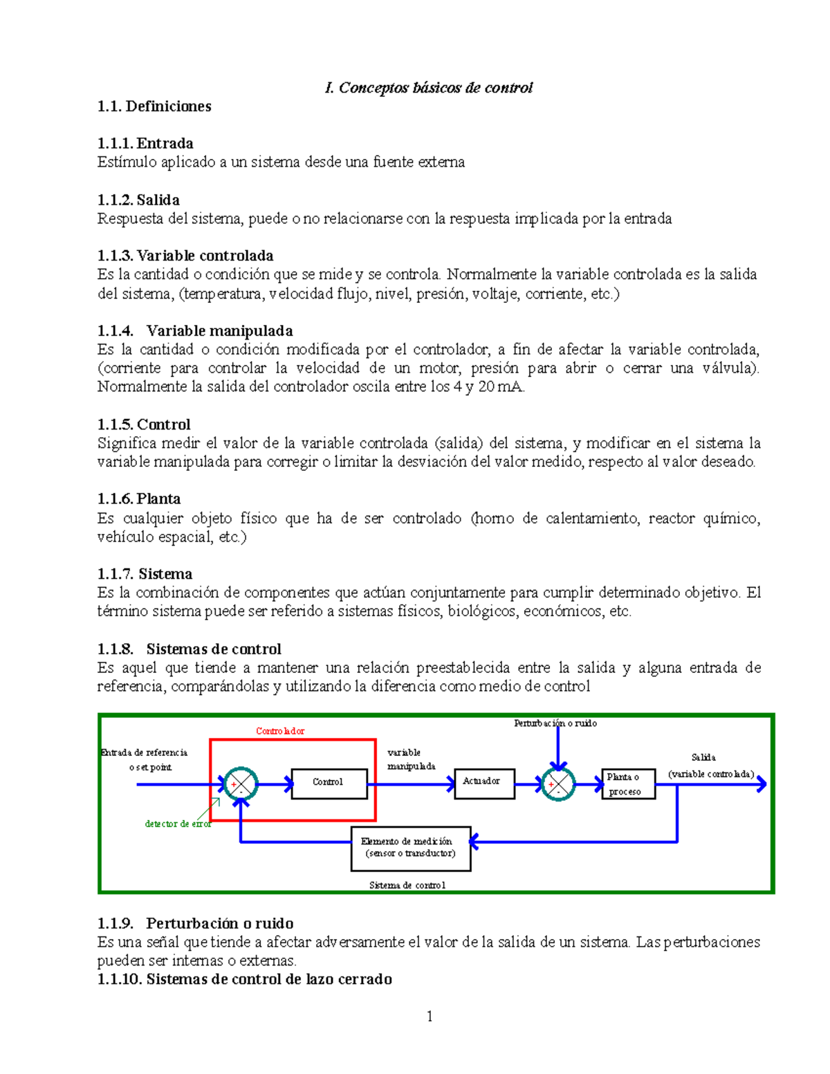 1 Conceptos basicos de control (Al) - I. Conceptos básicos de control 1 ...