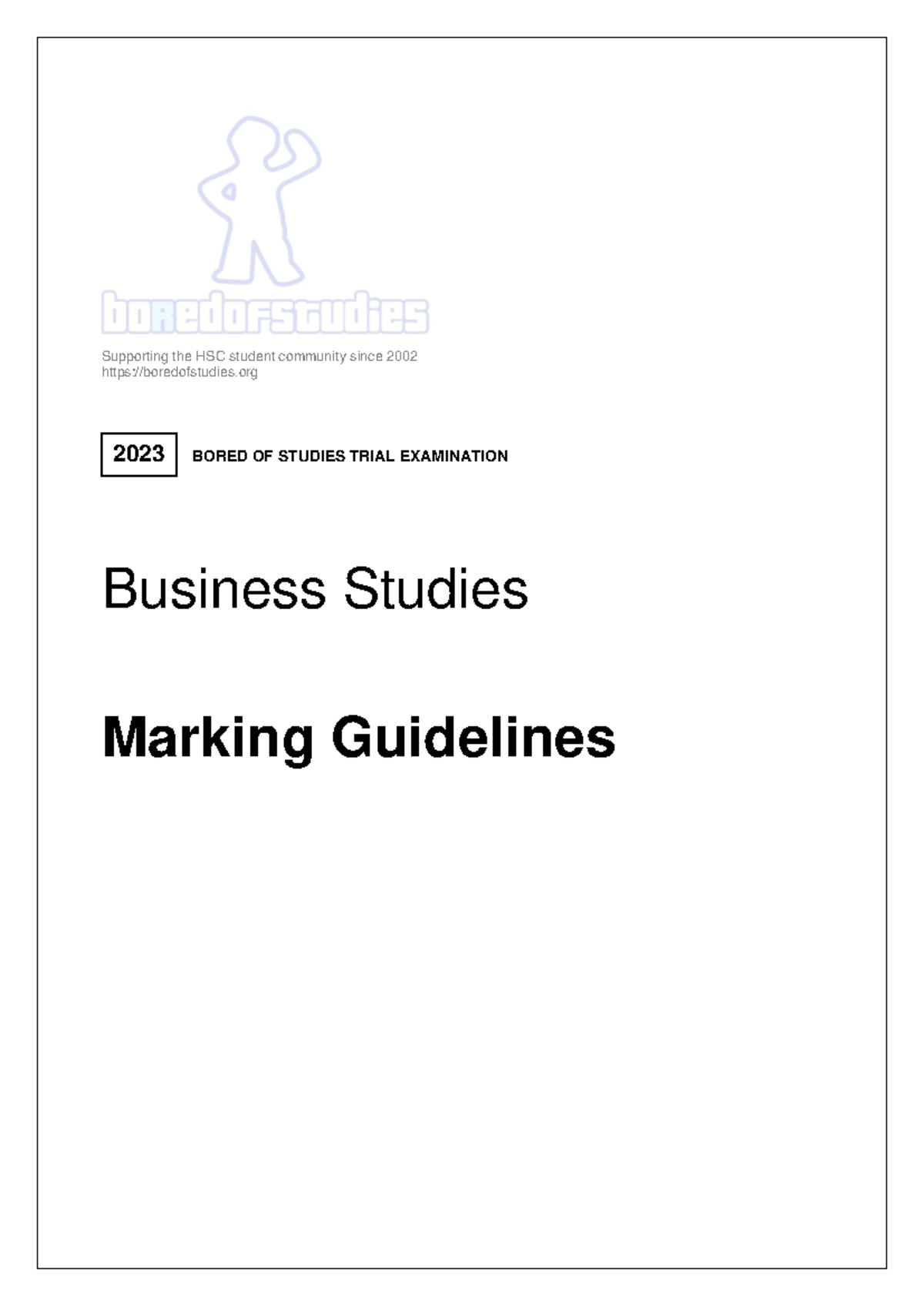 2023 Business Studies Bo S Trials Marking Guidelines - Studocu