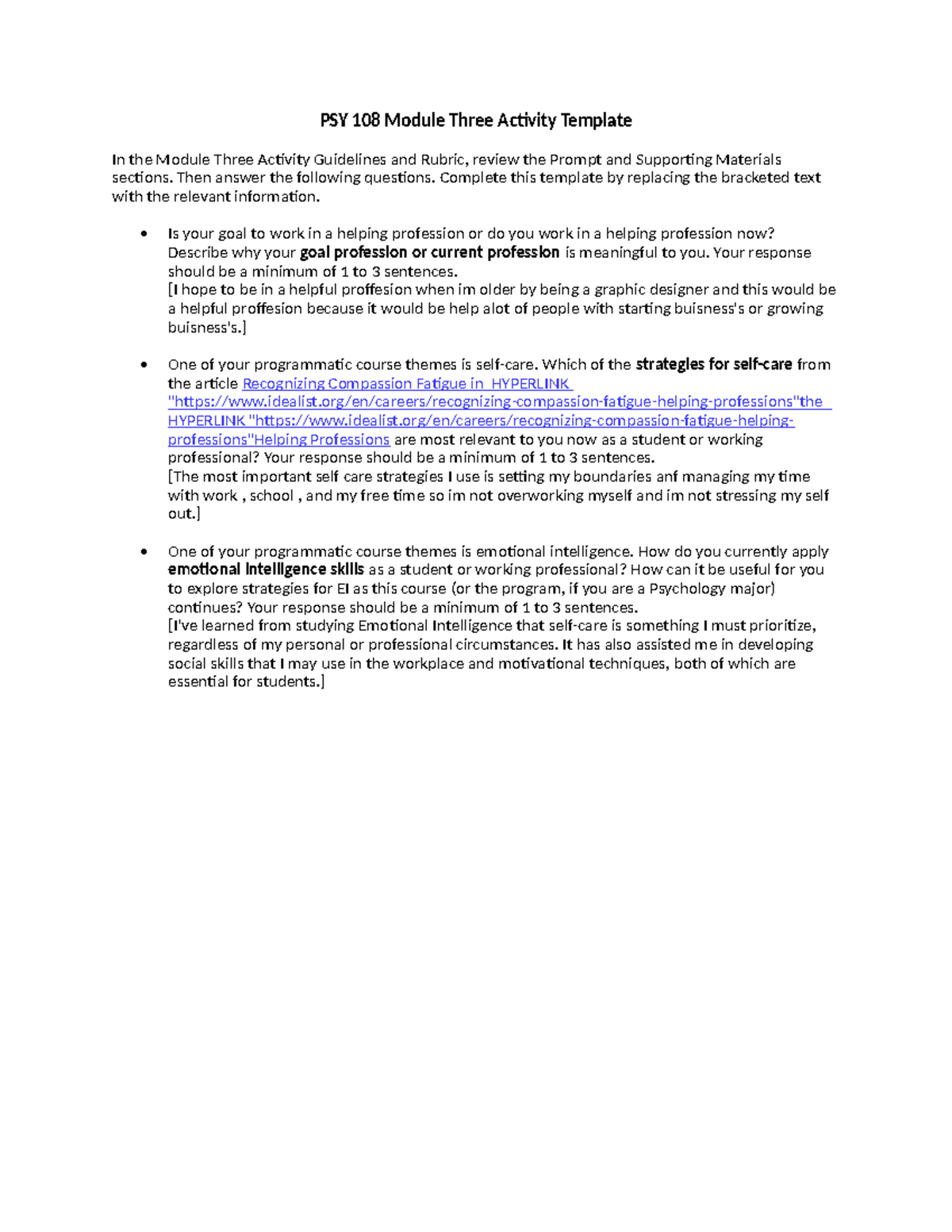 PSY 108 Module Three Activity (GANK) - PSY 108 Module Three Activity Template In the Module ...