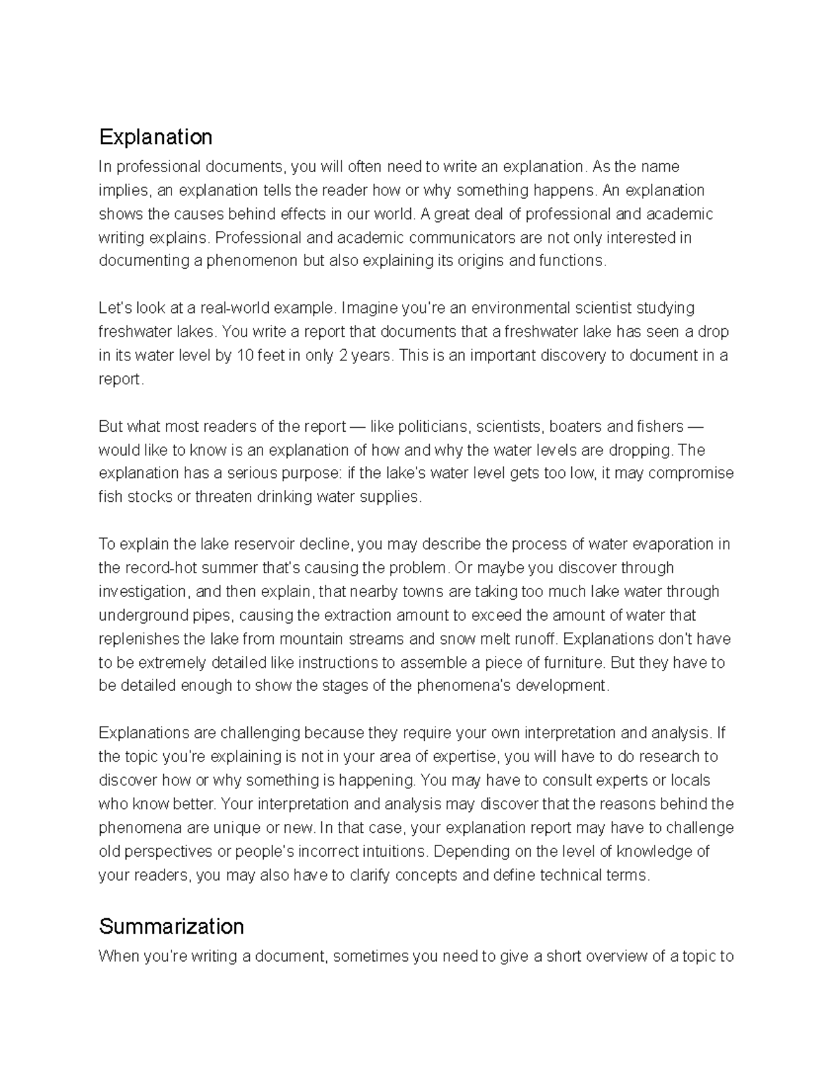 ELM #4 - notes - Explanation In professional documents, you will often ...