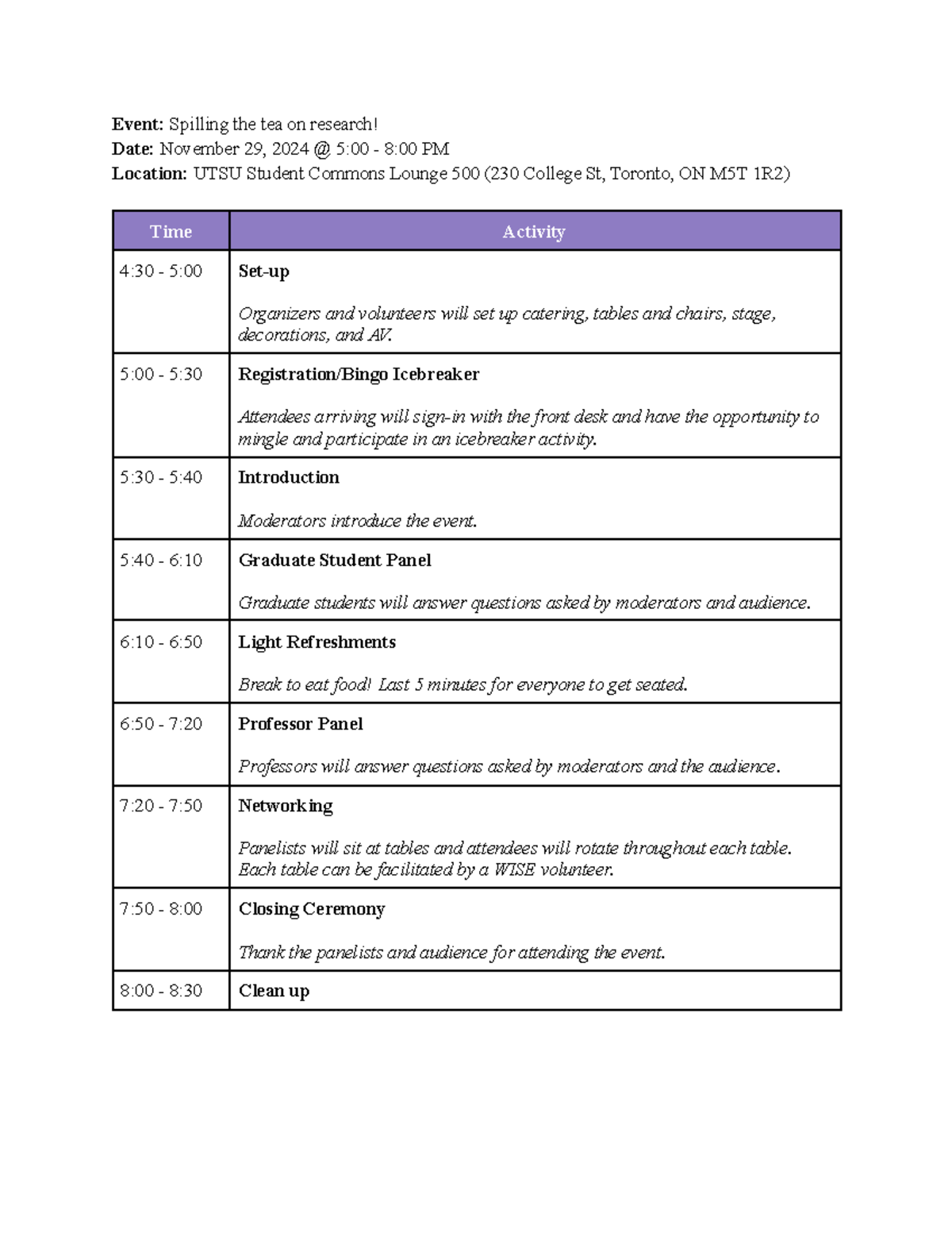 Fall Gala Schedule - sdsd - Event: Spilling the tea on research! Date ...