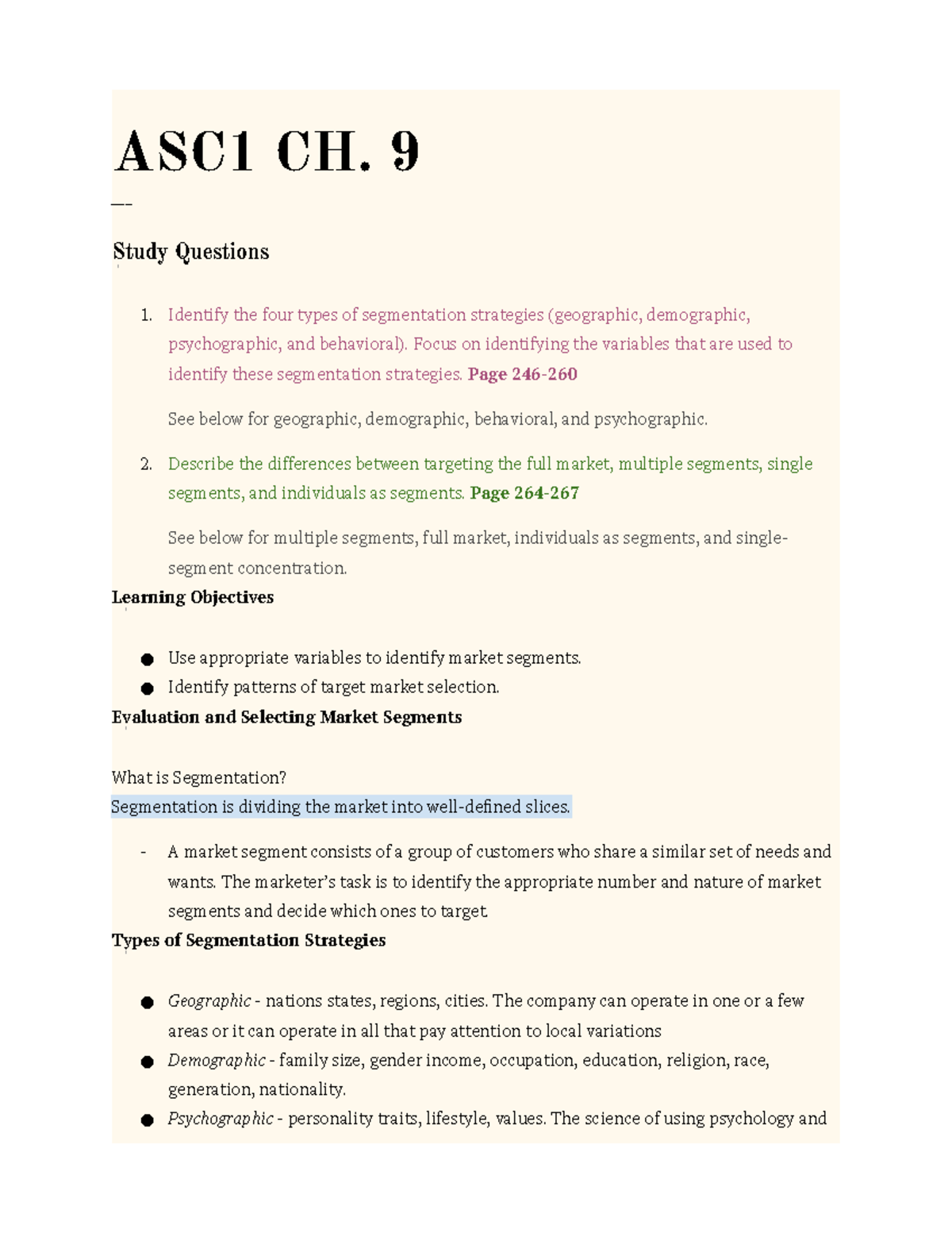 ASC1 Chapter 9. Study guide and textbook notes - ASC1 CH. 9 ___ Study ...