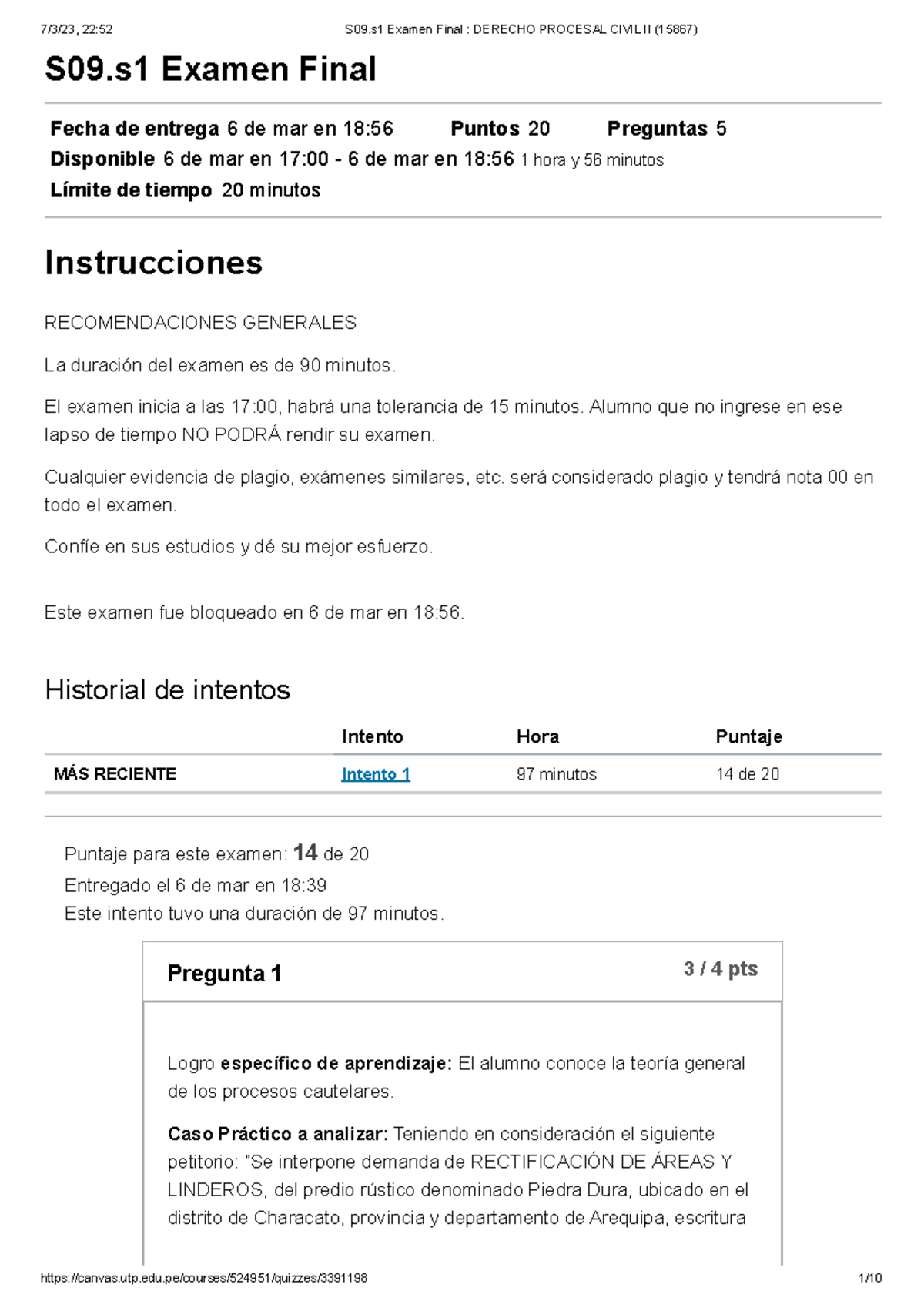 S09.s1 Examen Final D Erecho Procesal Civil II (15867) - S09 Examen Final Fecha de entrega 6 de ...