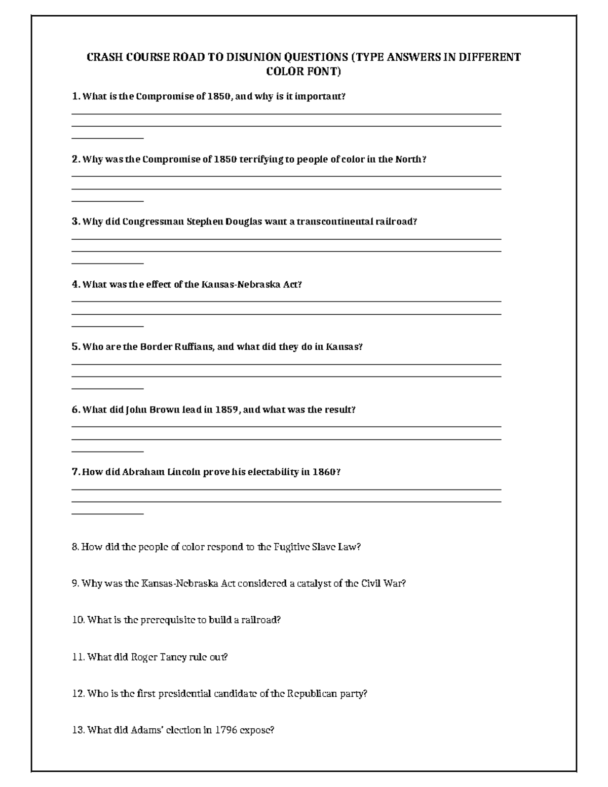 The Electionof 1860the Roadto Disunion Crash Course USHistory Mullinax ...