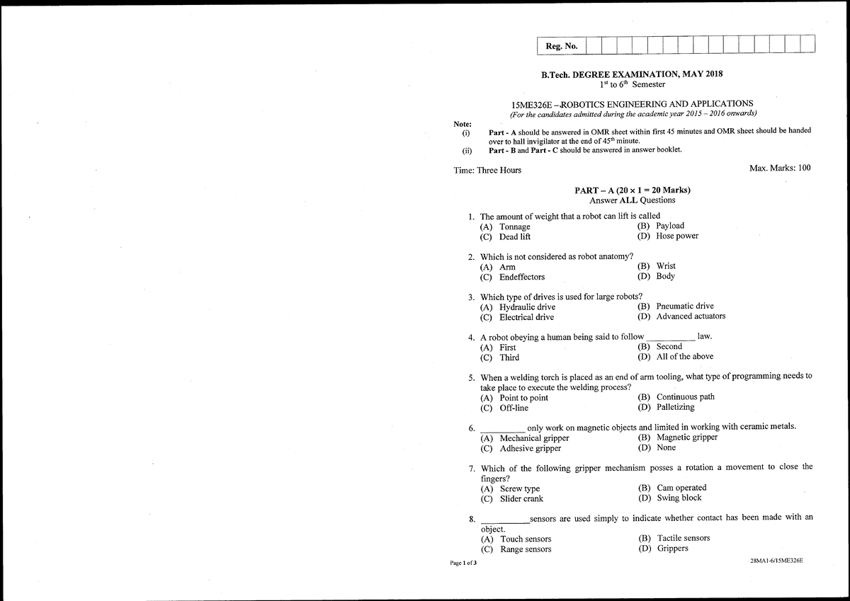 15ME326E 5 sem - Reg. No. B. DEGREE EXAMINATION, MAY 2018 lst to 6th ...