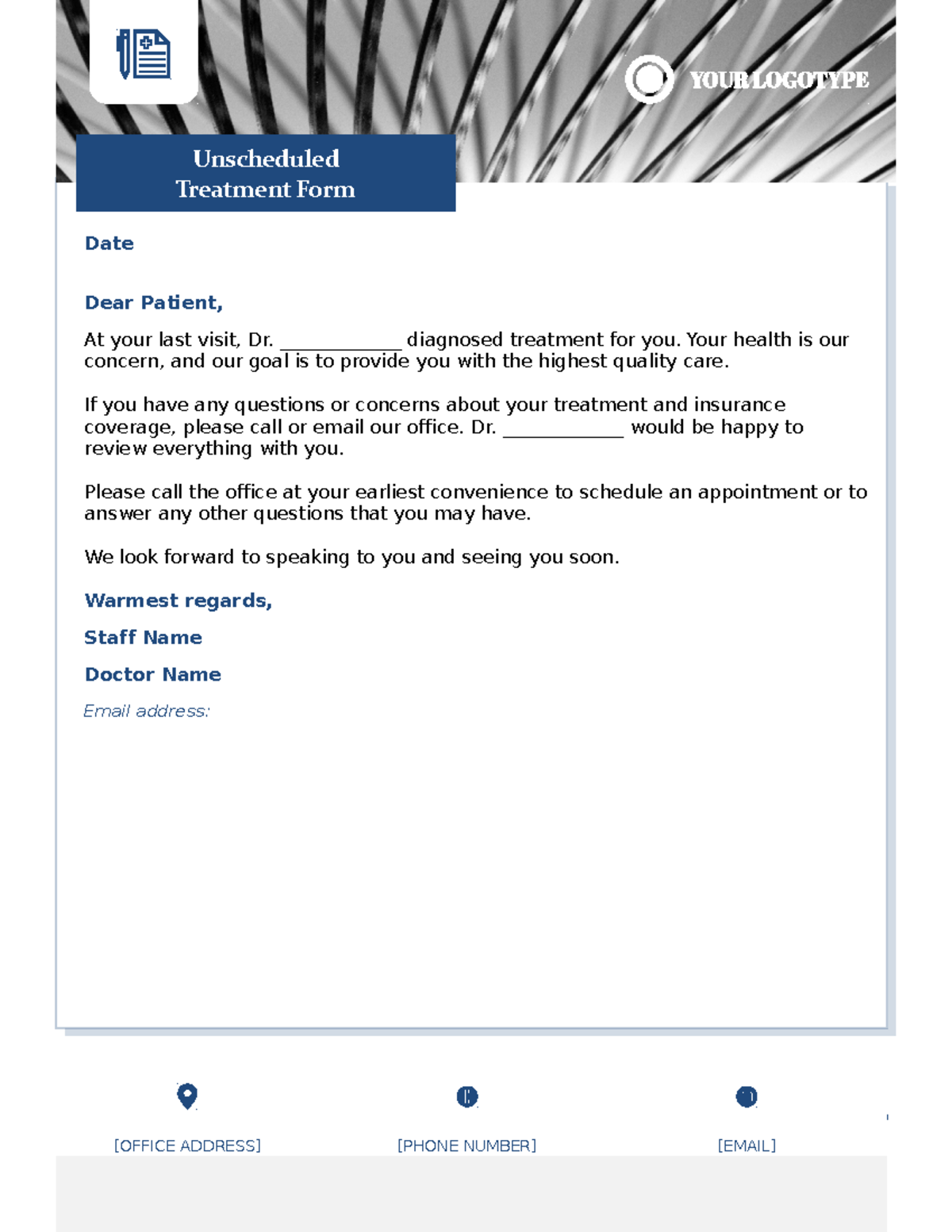 Unscheduled - Template - Unscheduled Treatment Form Date Dear Patient ...
