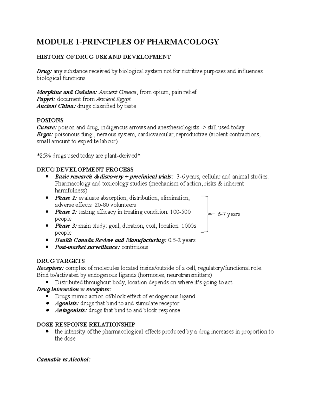 Modules 1-3 summary - MODULE 1-PRINCIPLES OF PHARMACOLOGY HISTORY OF ...