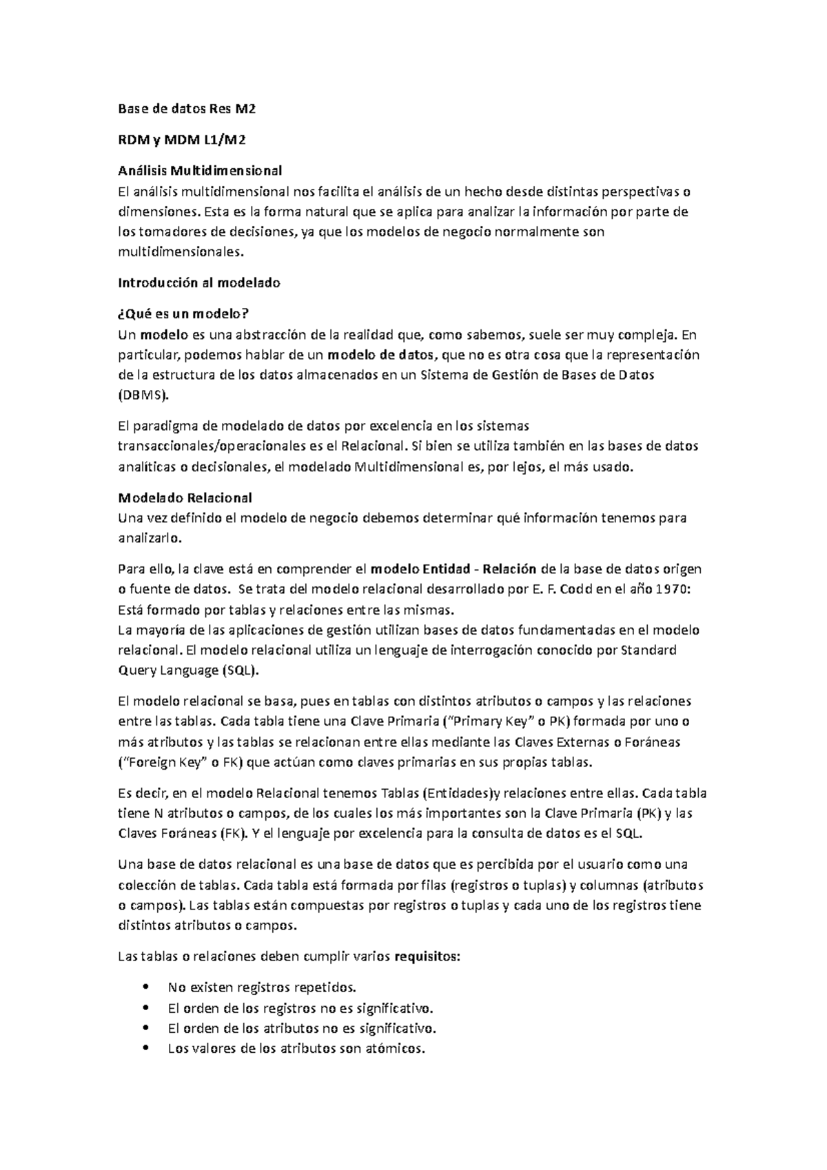 Base de datos Res M2 - Resumen base de modulo 2 - Base de datos Res M ...
