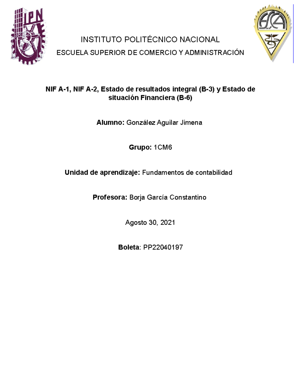 Funca NIF A-1, A-2, B-3 y B-6 - INSTITUTO POLITÉCNICO NACIONAL ESCUELA ...