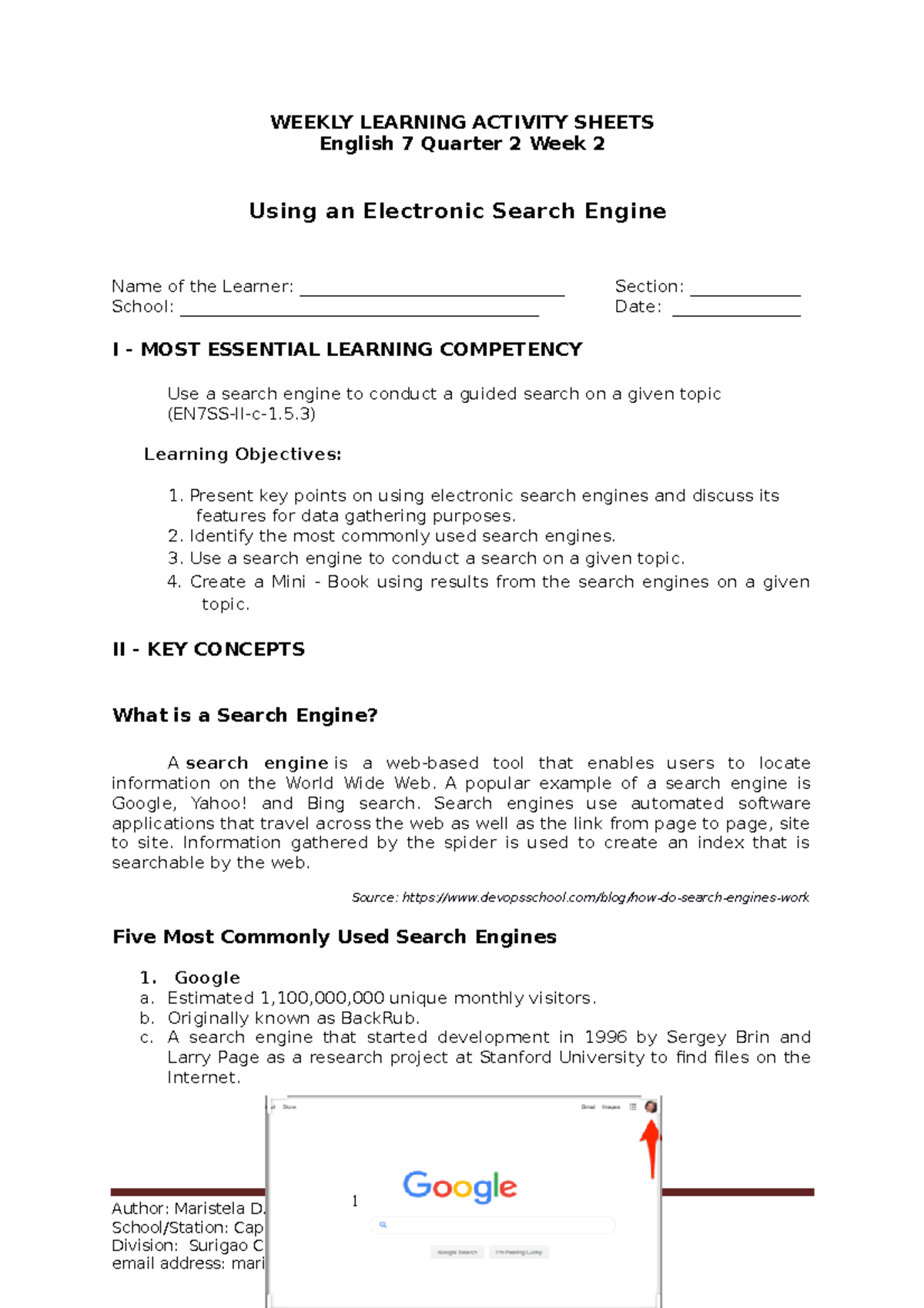 SLM ENGLISH 7 Q2WEEK2 - WEEKLY LEARNING ACTIVITY SHEETS English 7 ...