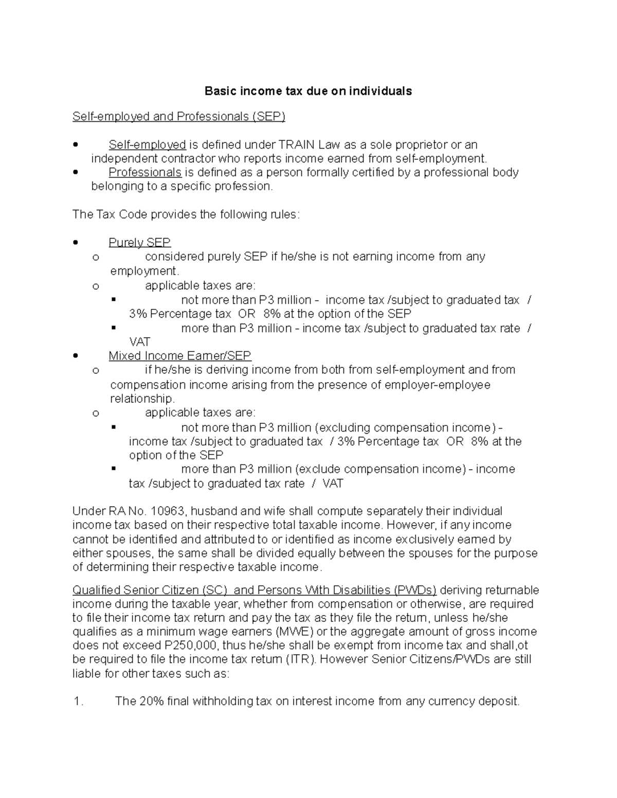2.3 Basic income tax due on individuals - Basic income tax due on ...